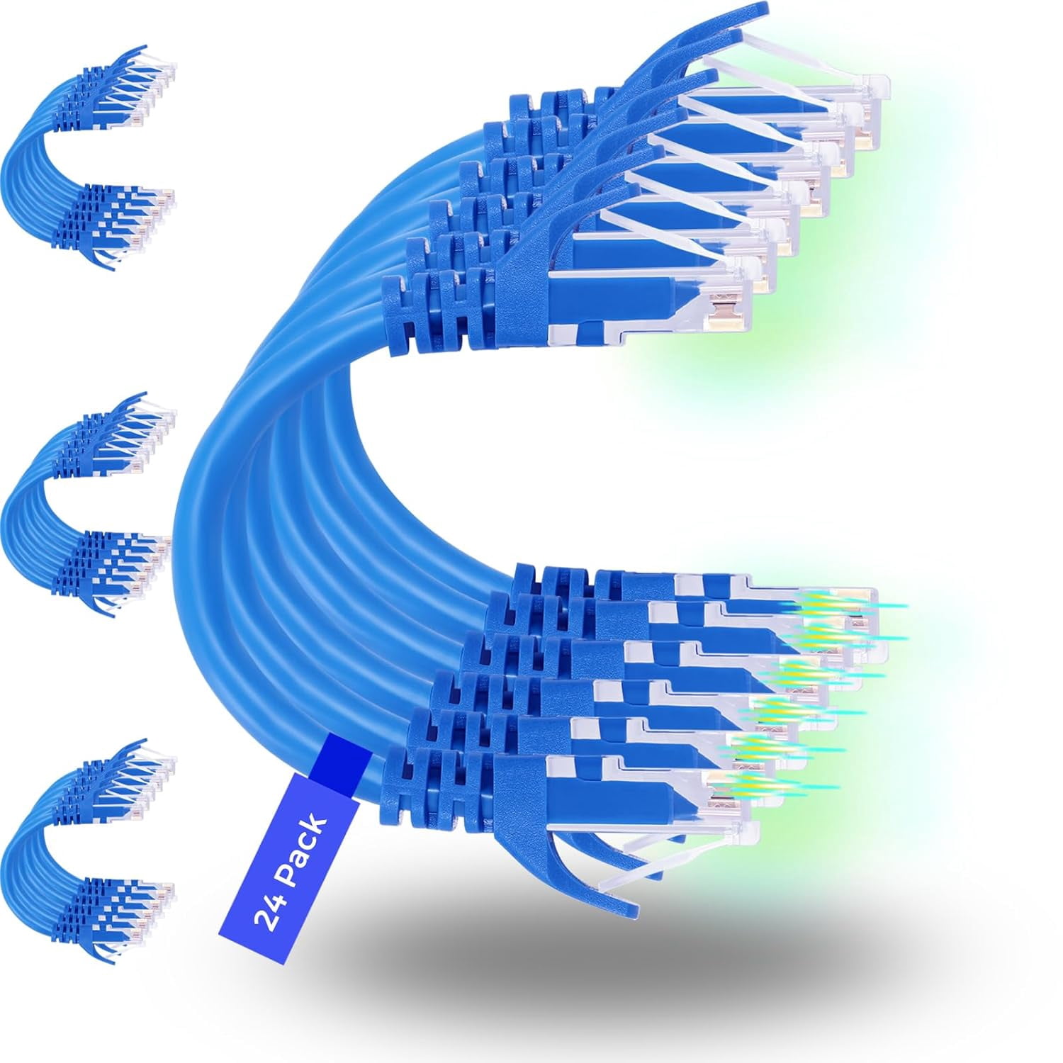 Patch Cables Cat6 5ft (24 Pack), Ethernet Patch Cable 10G Support, Cat ...