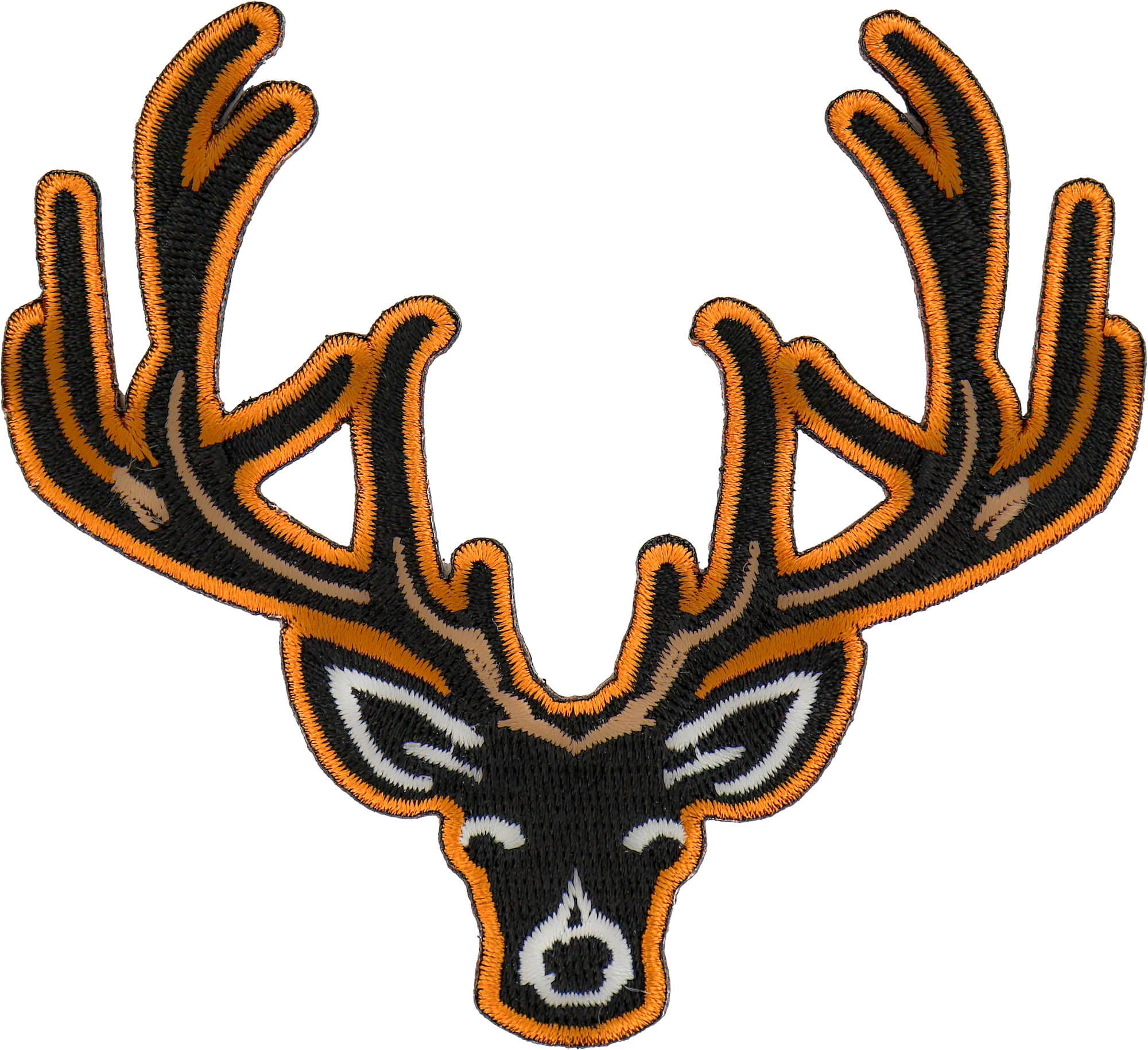 Patch, Embroidered Patch (Iron-On or Sew-On), Black and Brown Deer Head ...