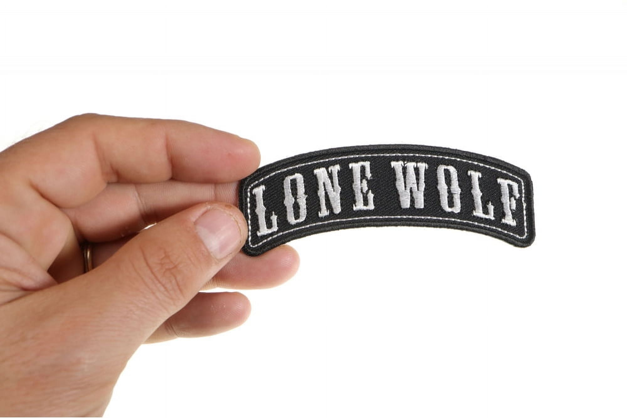 Patch, Small Embroidered Rocker (Iron-On or Sew-On), Lone Wolf (Nomad ...