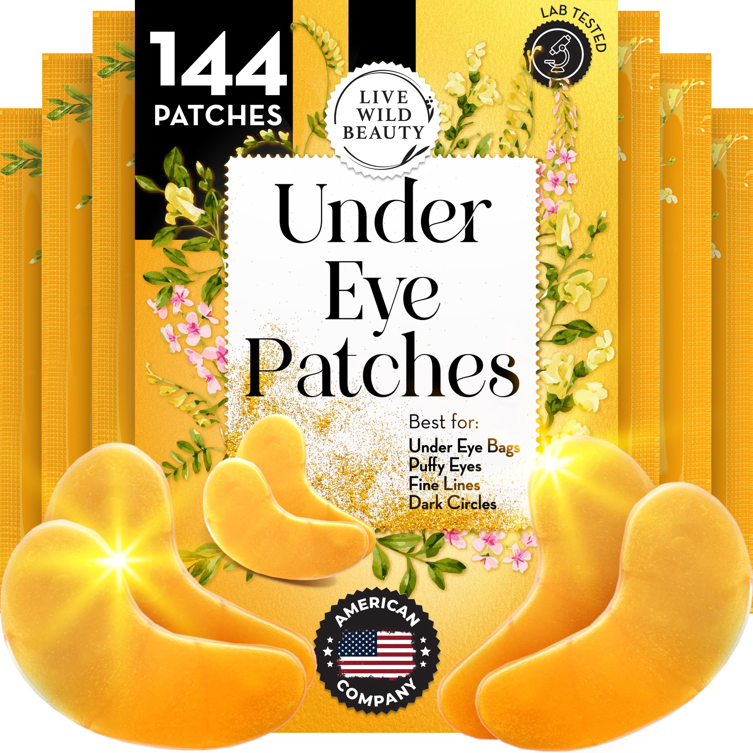 PatchRx Gold Under Eye AKF18 Patches (144 Patches) for Puffy Eyes and ...