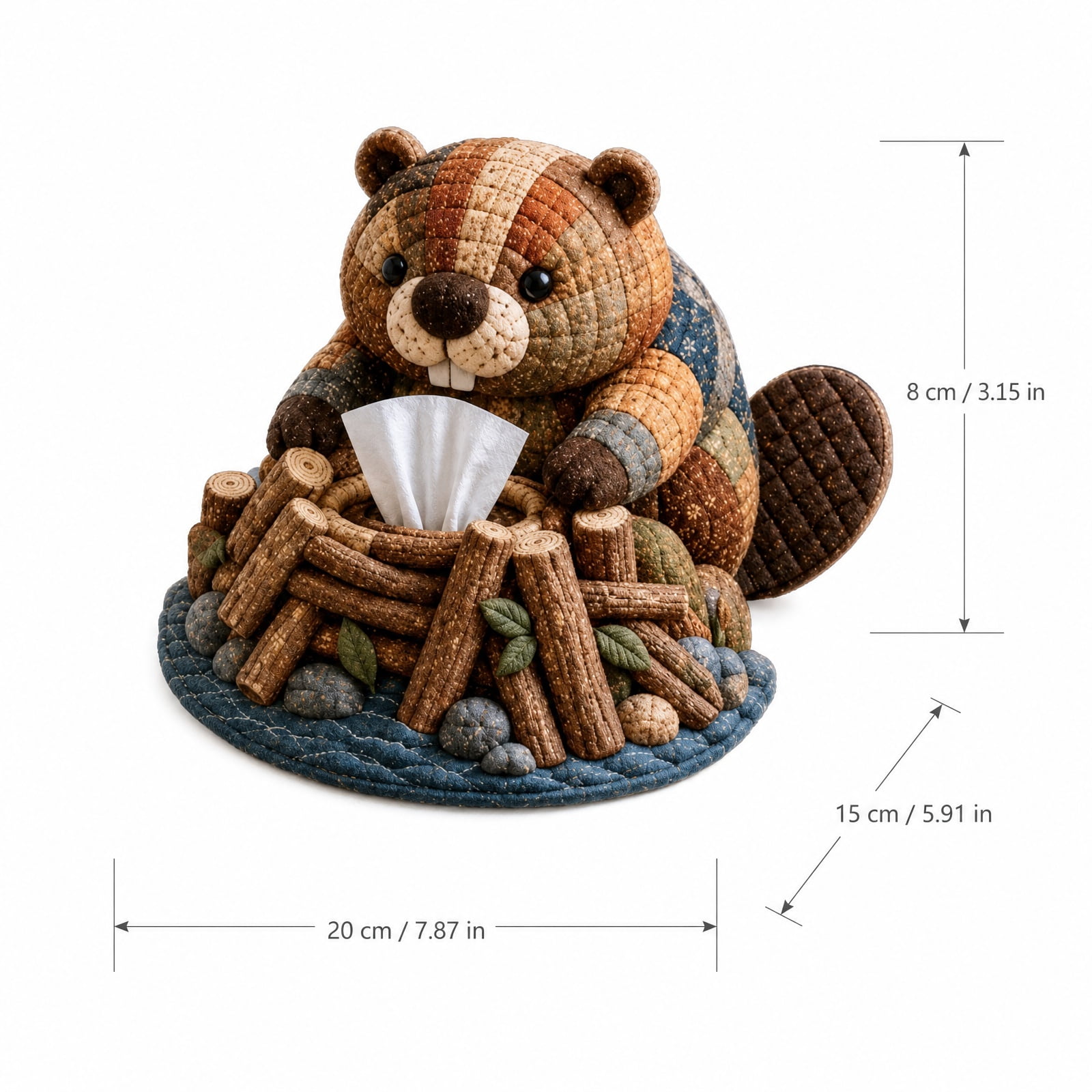 Patchwork Beaver Kit DIY Quilted Ocean Animal Tissue Box Cover Sewing ...