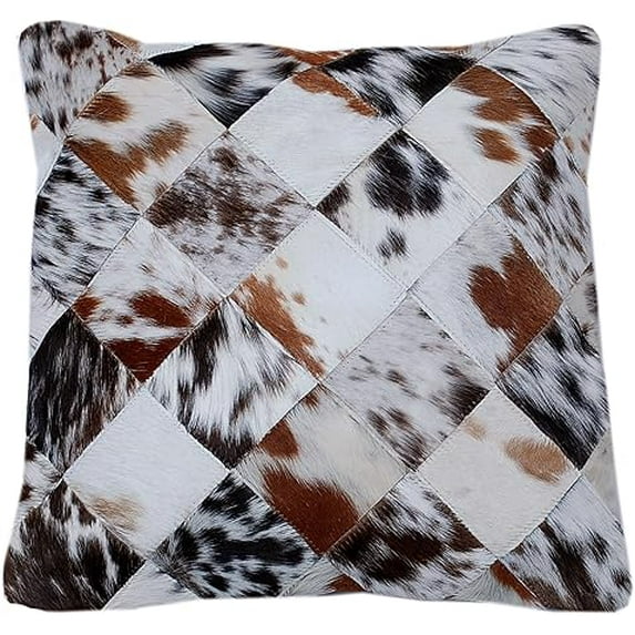 Patchwork Cowhide Cushion Covers – 15 x 15 Inch Real Cowhide Front ...