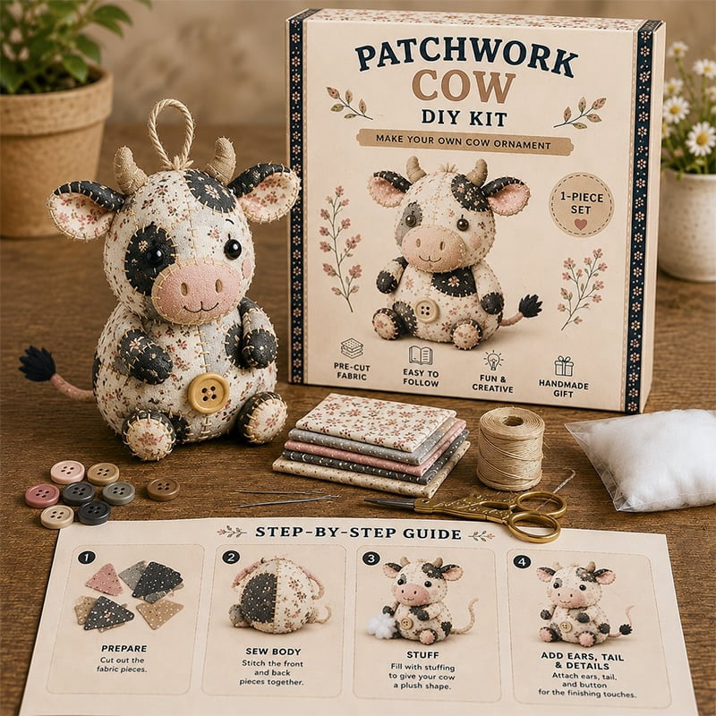 Patchwork Dairy Cow Cattle DIY Kit, Portable Handmade Ornament Kit for ...