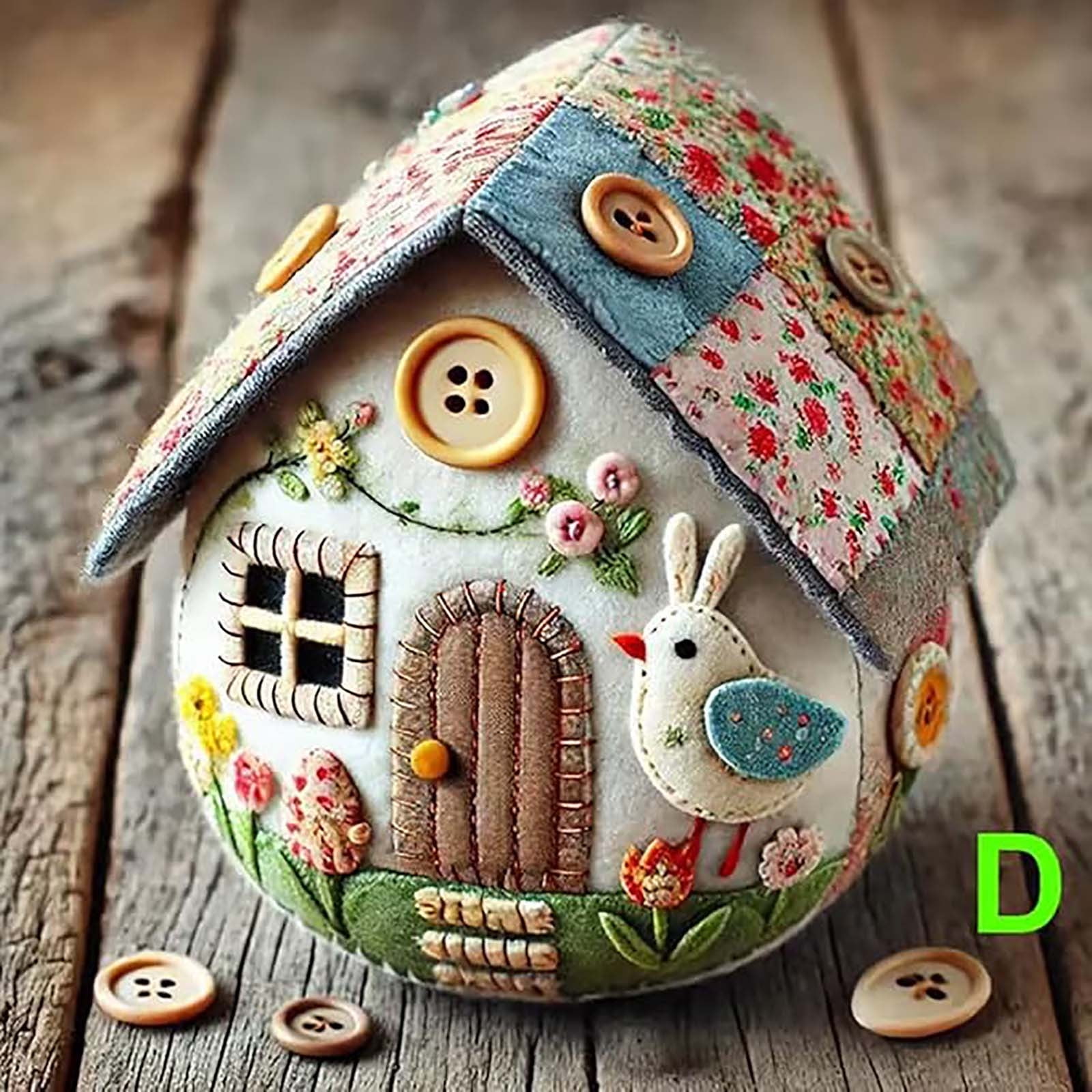 Patchwork Felt Egg House DIY Kit Felt Easter Eggs House Kit DIY Embroidery Felt Kit Holiday ...