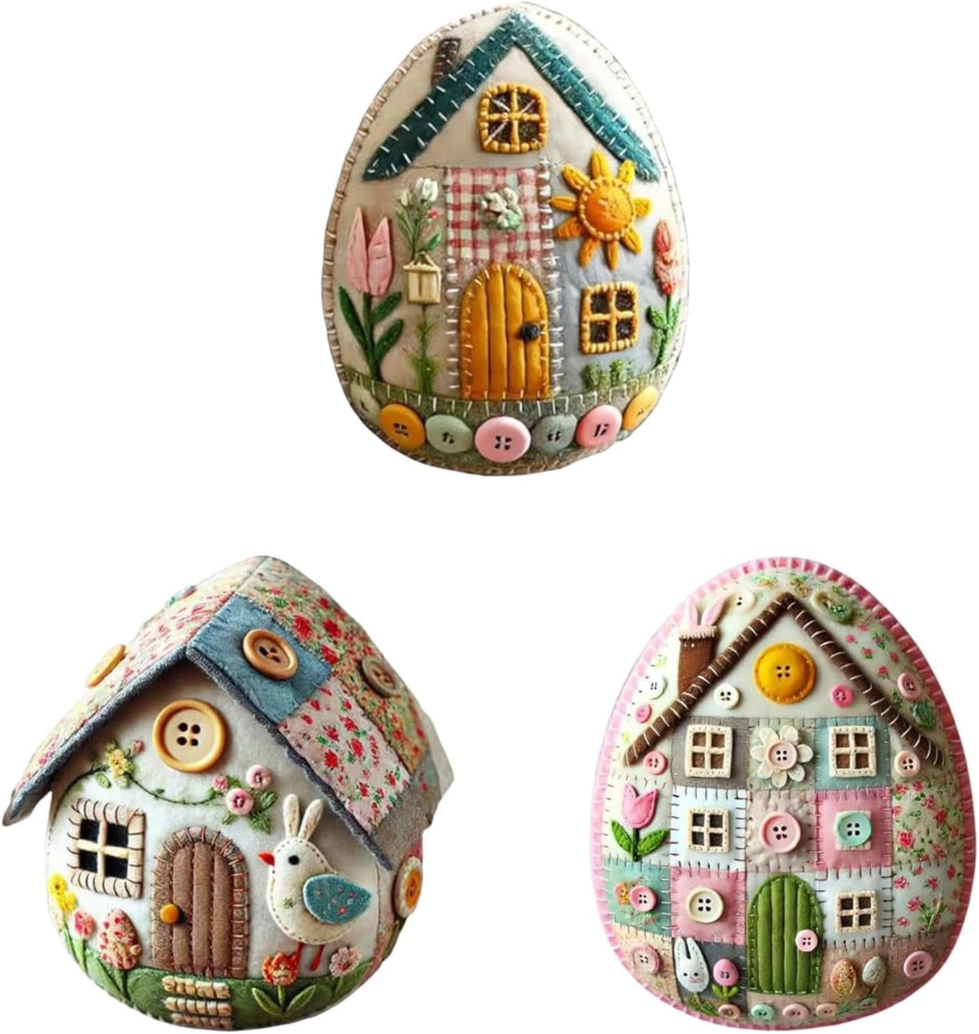 Patchwork Felt Egg House DIY Kit, Patchwork Egg Chick Craft Kit, Easter ...