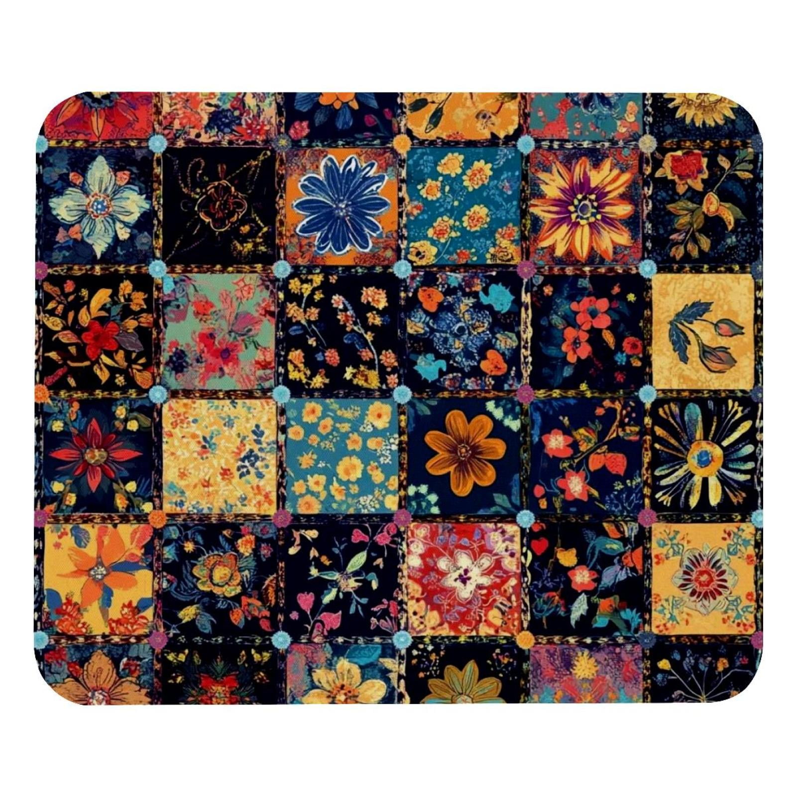 Patchwork Flowers Ethnic Folk Art Pattern Mousepad, Non-Slip Mouse Pad ...