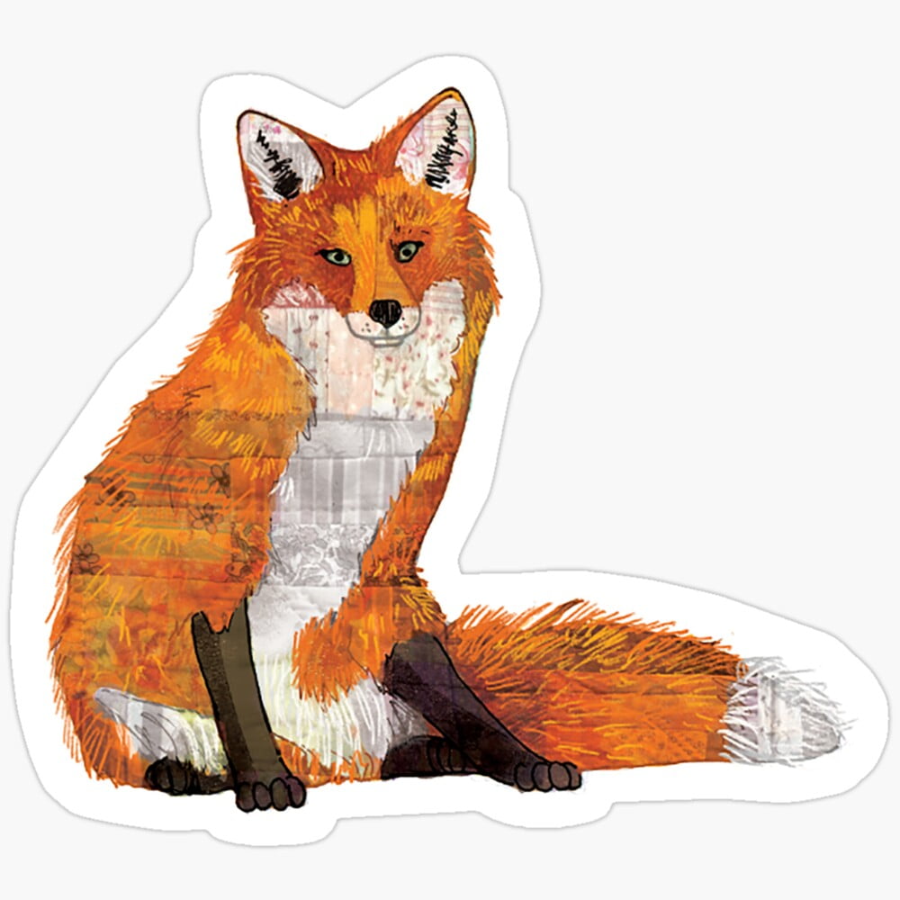 Patchwork Fox Sticker Phone Decal Water Bottle Stickers Car Decals ...