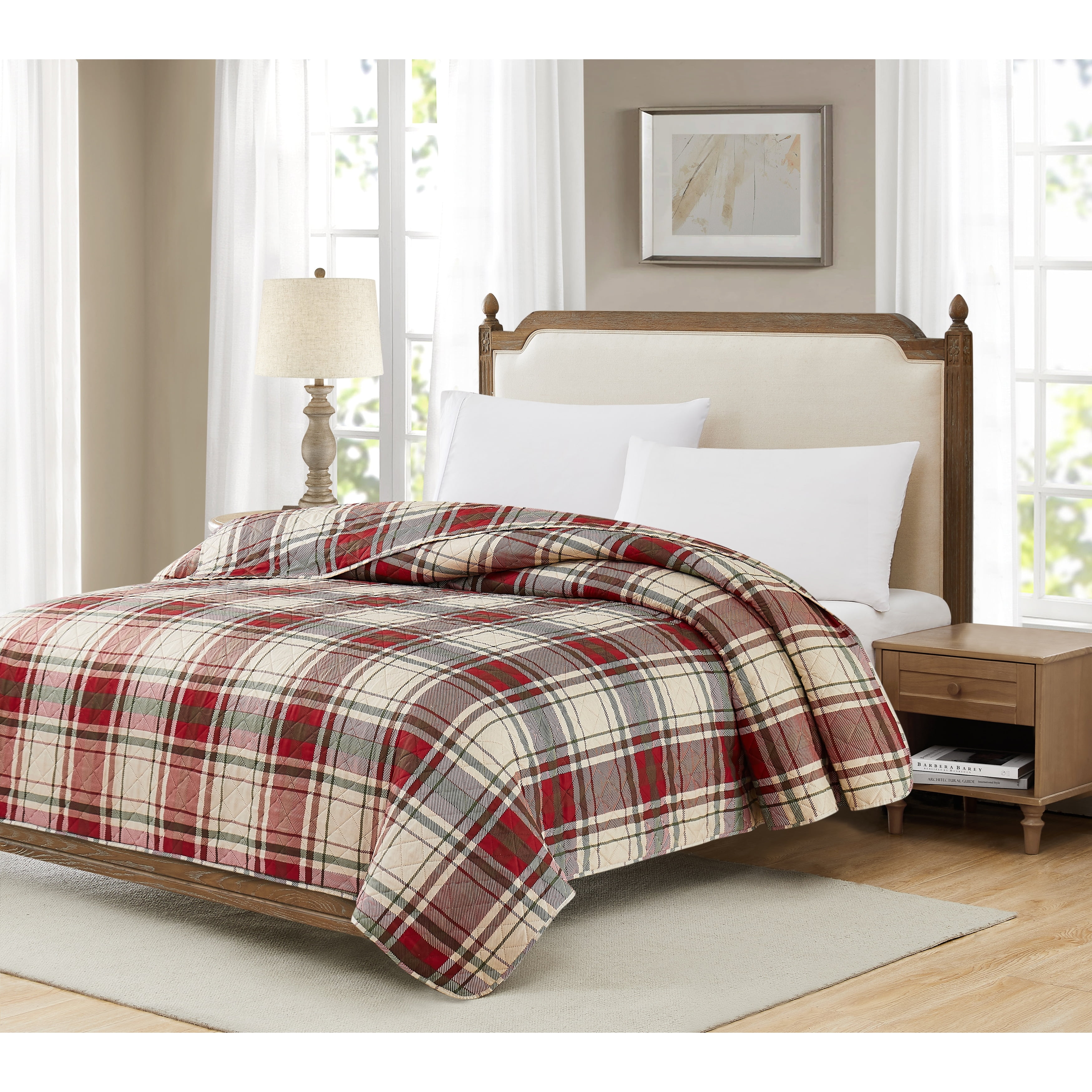 Patchwork Harvest Plaid Leaves Lodge Sunflowers Quilts Burgundy Plaid ...