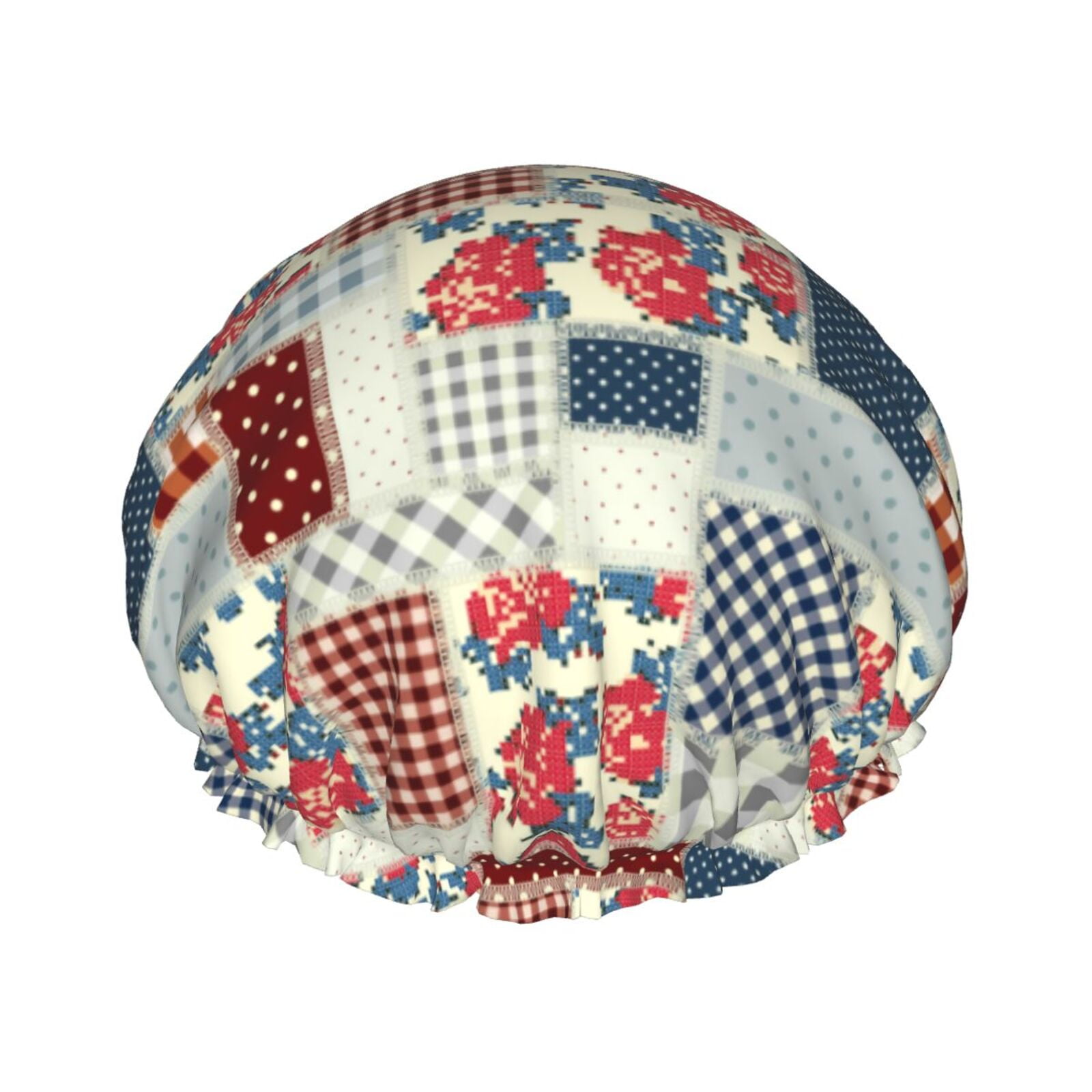 Patchwork In Country Style Shower Cap, Reusable Bath Hair Hat for all ...
