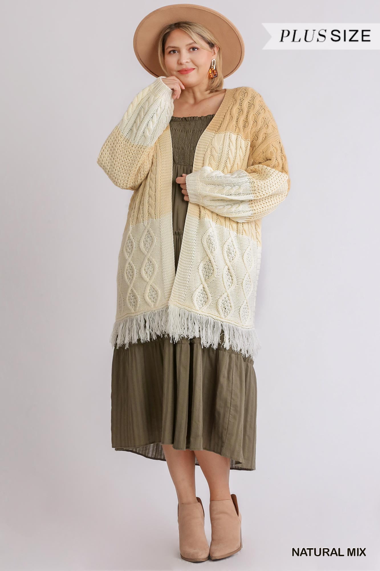 Patchwork Knitted Open Front Cardigan Sweater With Frayed Hem XL ...
