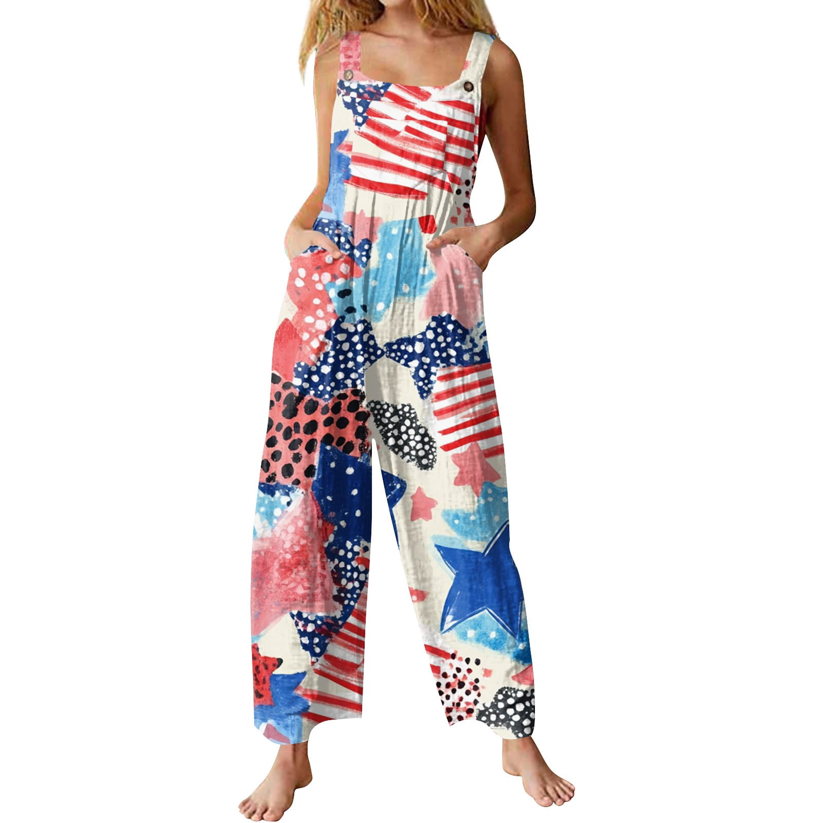 Patchwork Overalls for Women, All-Season Comfy Women's Jumpsuit Romper ...
