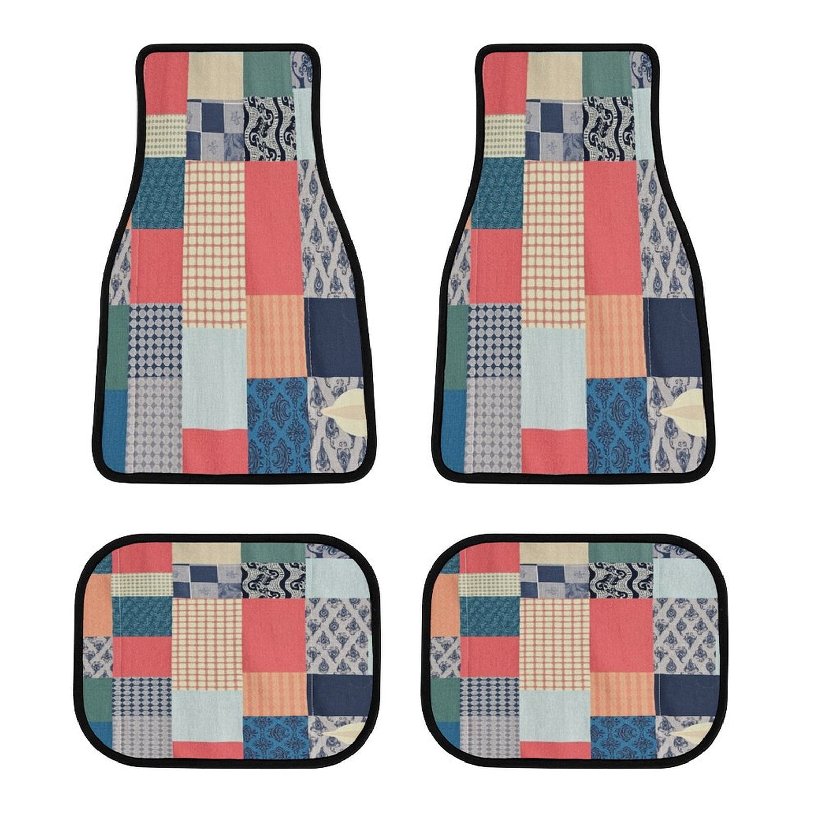 Patchwork Print Car Floormat Heavy Duty Front Rear Floor Mats Carpet ...