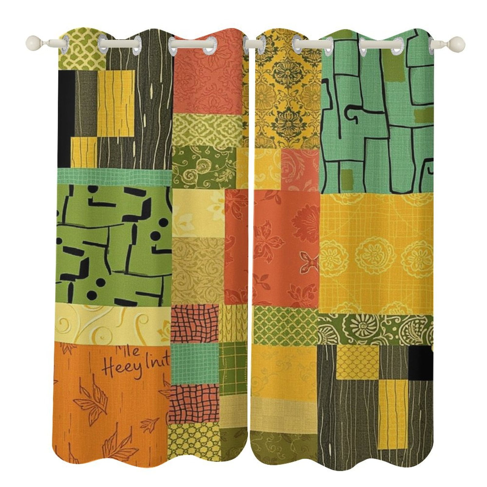 Patchwork Print Curtain for Living Room Bedroom Set Design High Quality Polyester Cortinas ...