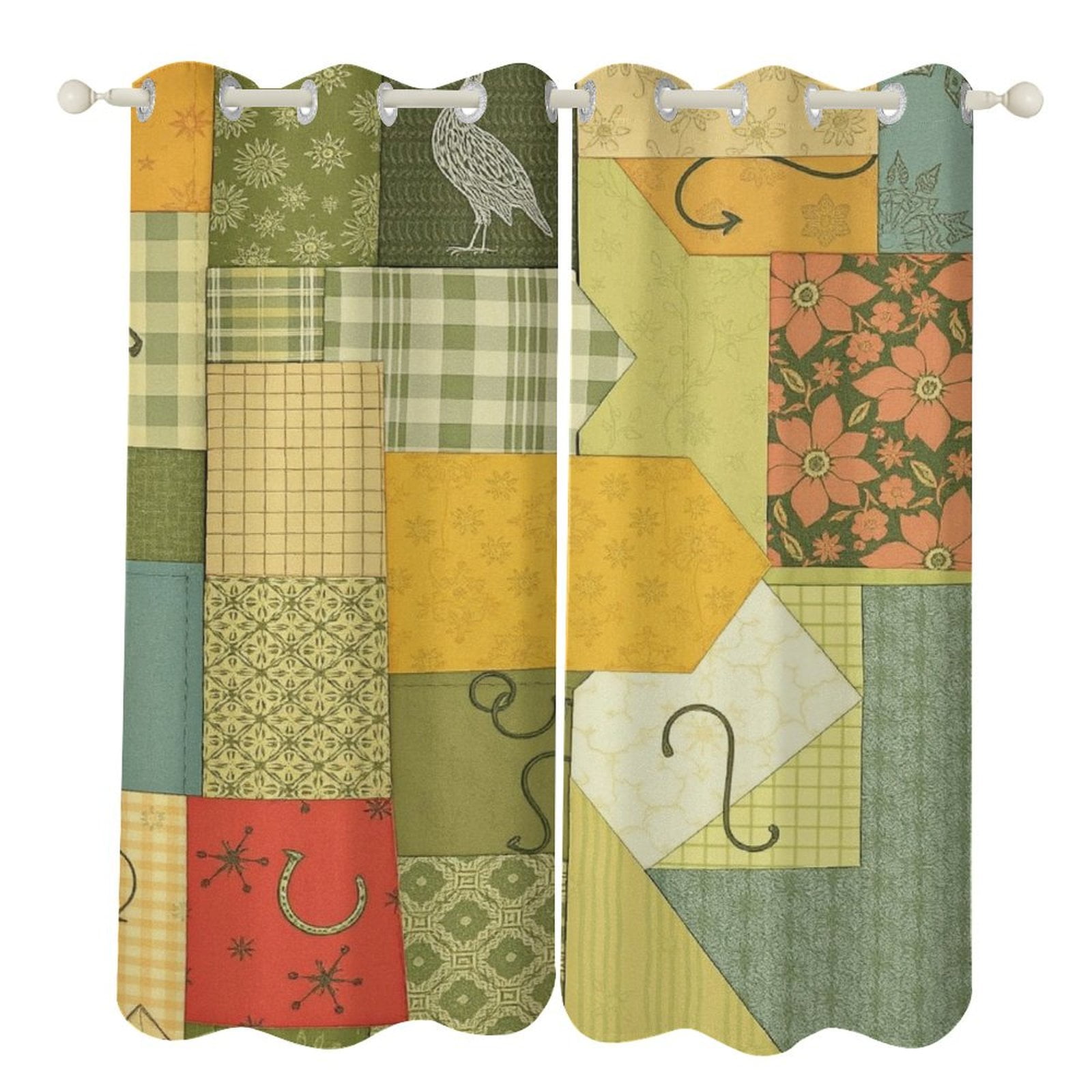 Patchwork Print Curtain for Living Room Bedroom Set Design High Quality Polyester Cortinas ...