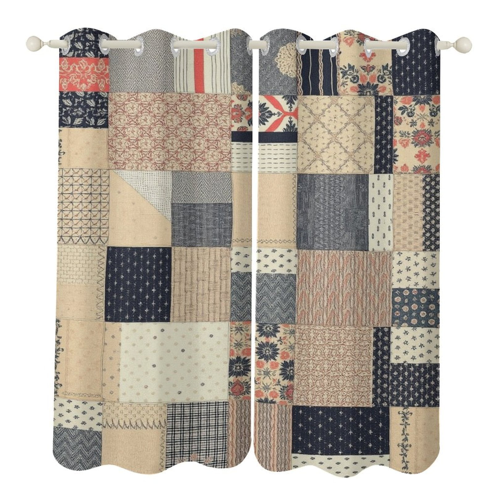 Patchwork Print Curtain for Living Room Bedroom Set Design High Quality Polyester Cortinas ...