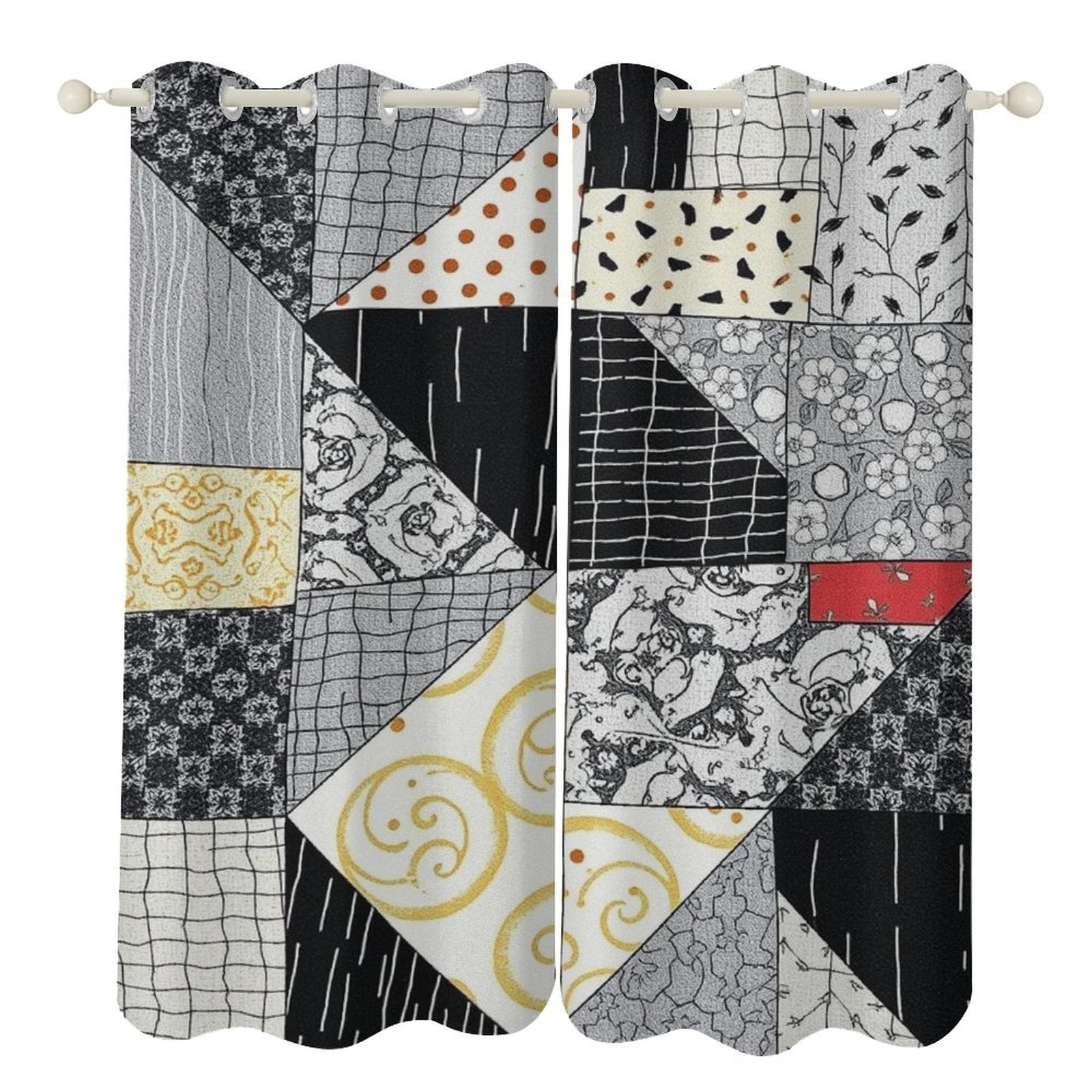 Patchwork Print Curtain for Living Room Bedroom Set Design High Quality Polyester Cortinas ...