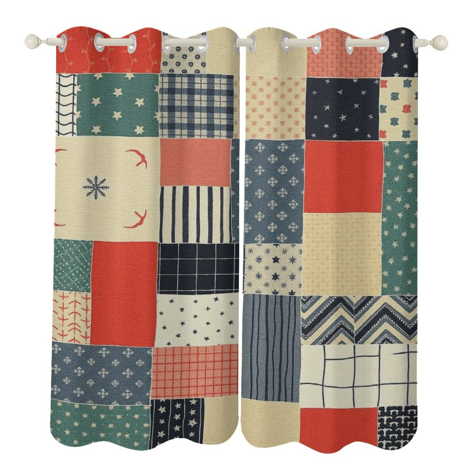 Patchwork Print Curtains for Bedroom Living Room Drapes Kitchen Children's Room Window Curtain ...