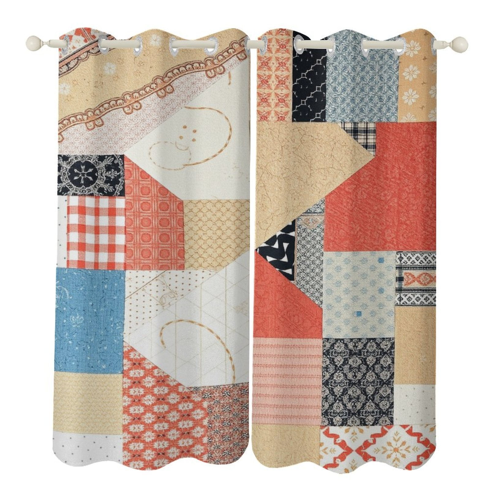Patchwork Print Curtains for Bedroom Living Room Drapes Kitchen ...