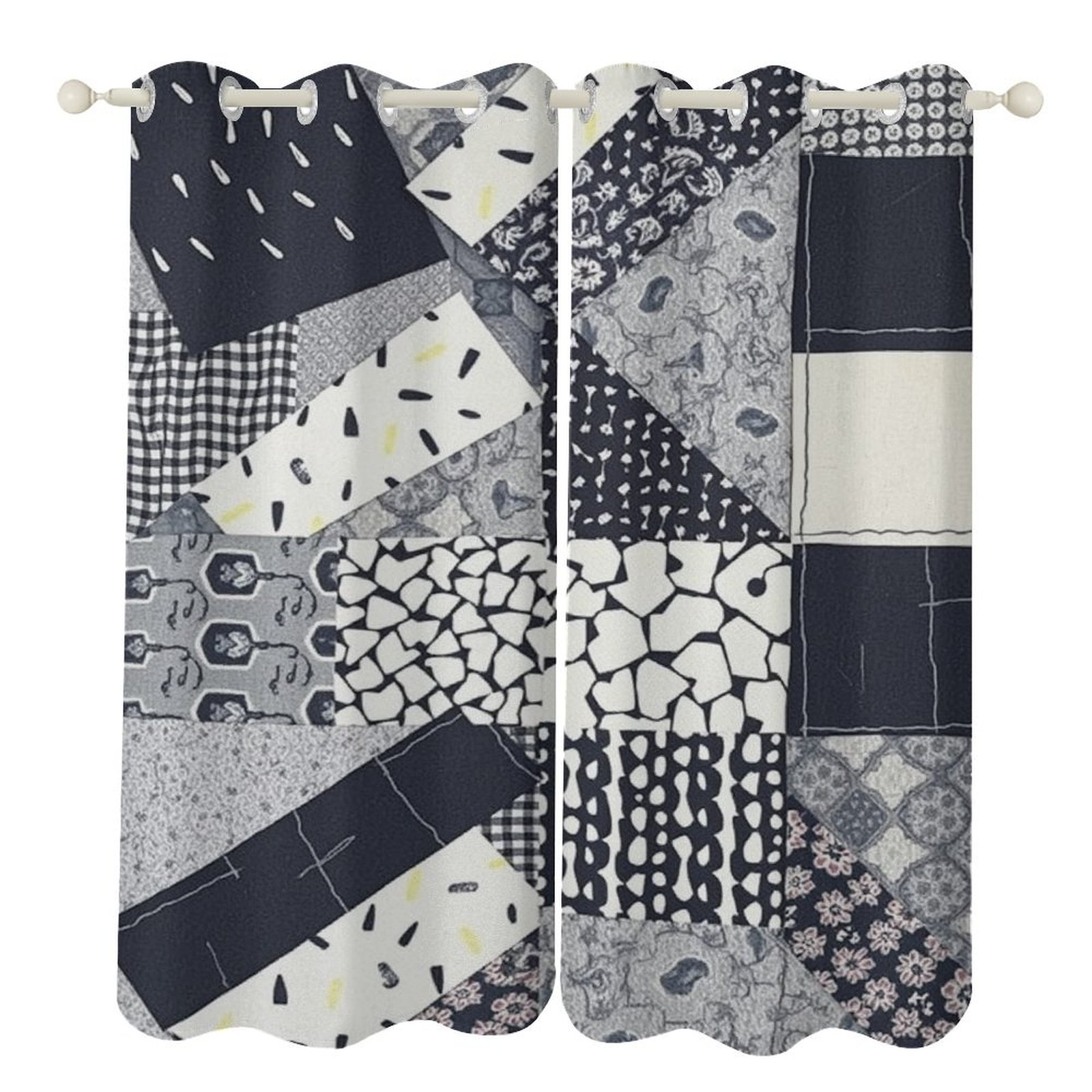 Patchwork Print Curtains for Bedroom Living Room Drapes Kitchen ...
