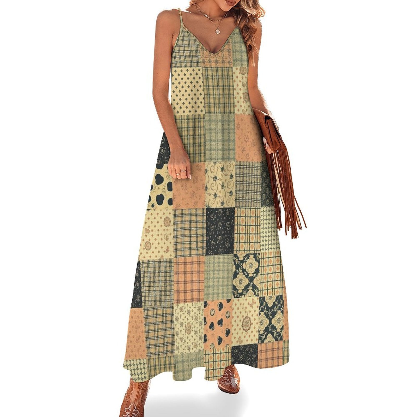 Patchwork Print Sleeveless Dress Birthday Dresses for Women Clothing Women Summer Women's Dress ...