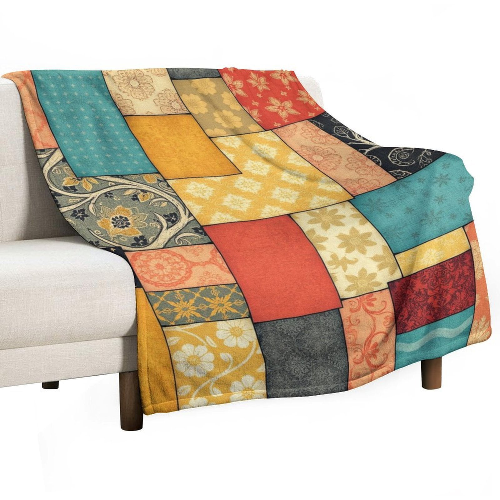 Patchwork Print Throw Blanket Warm Plush Blankets for Adults Teen for ...