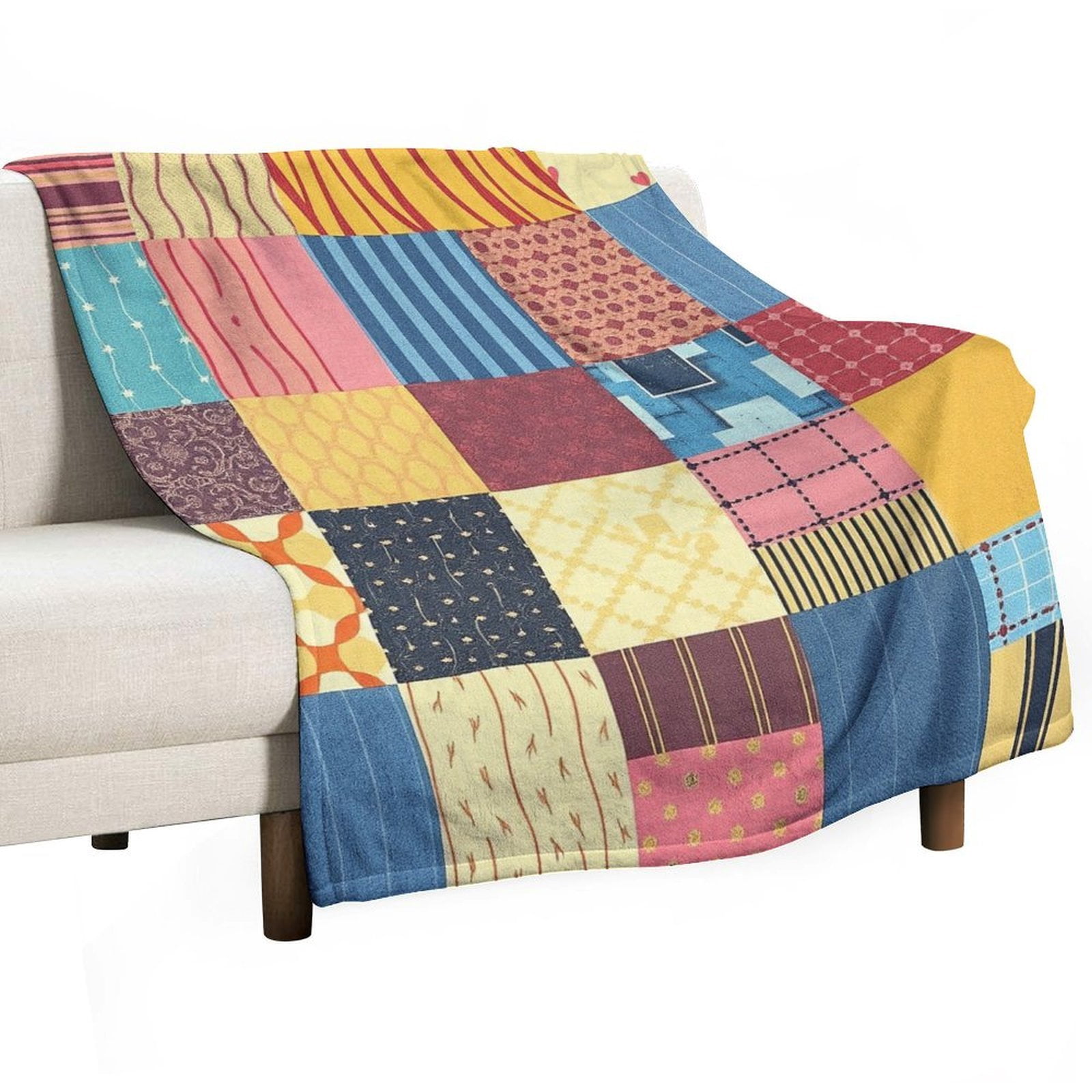 Patchwork Print Throw Blanket for Sofa Luxury Home Interior Blankets ...