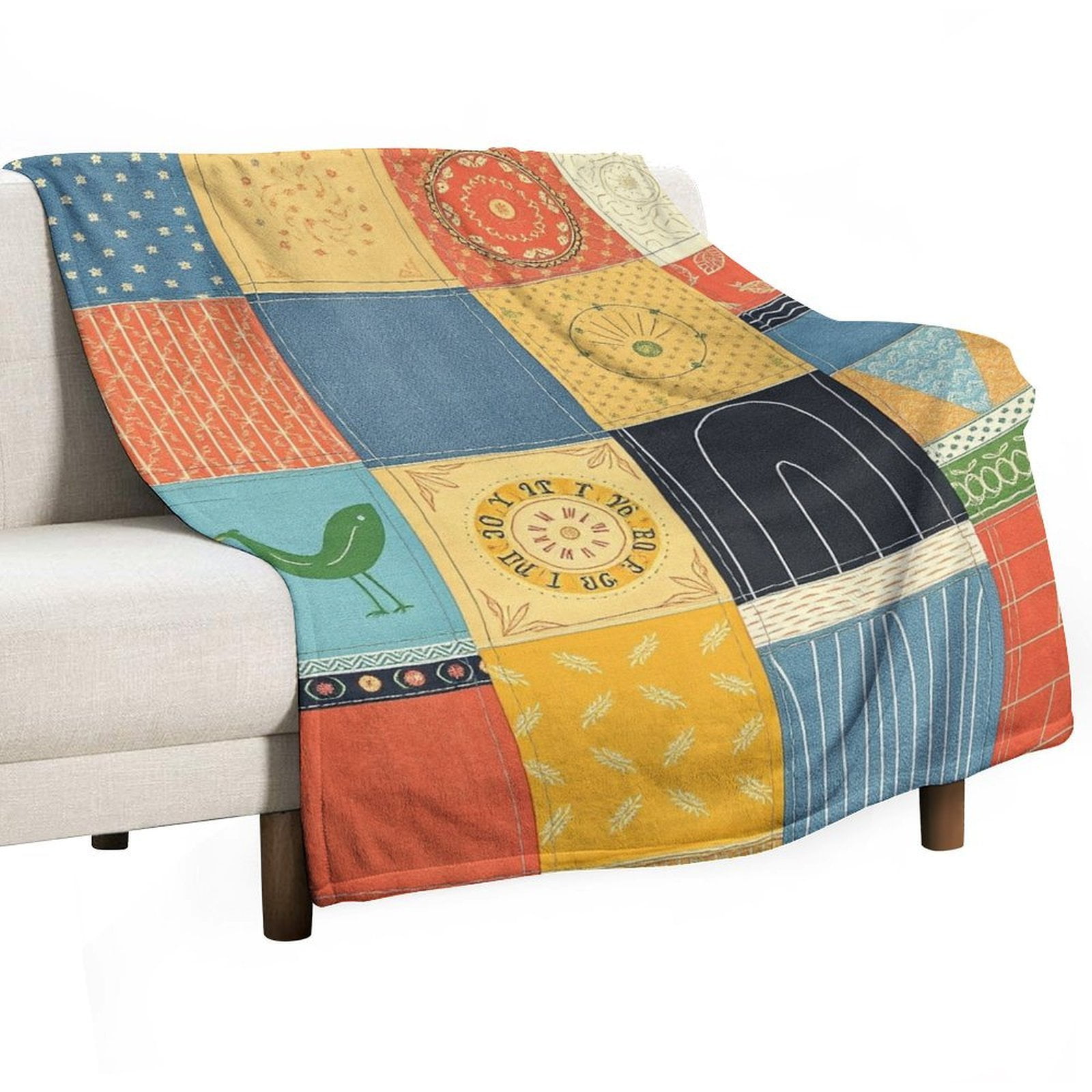 Patchwork Print Throw Blanket for Sofa Luxury Home Interior Blankets ...