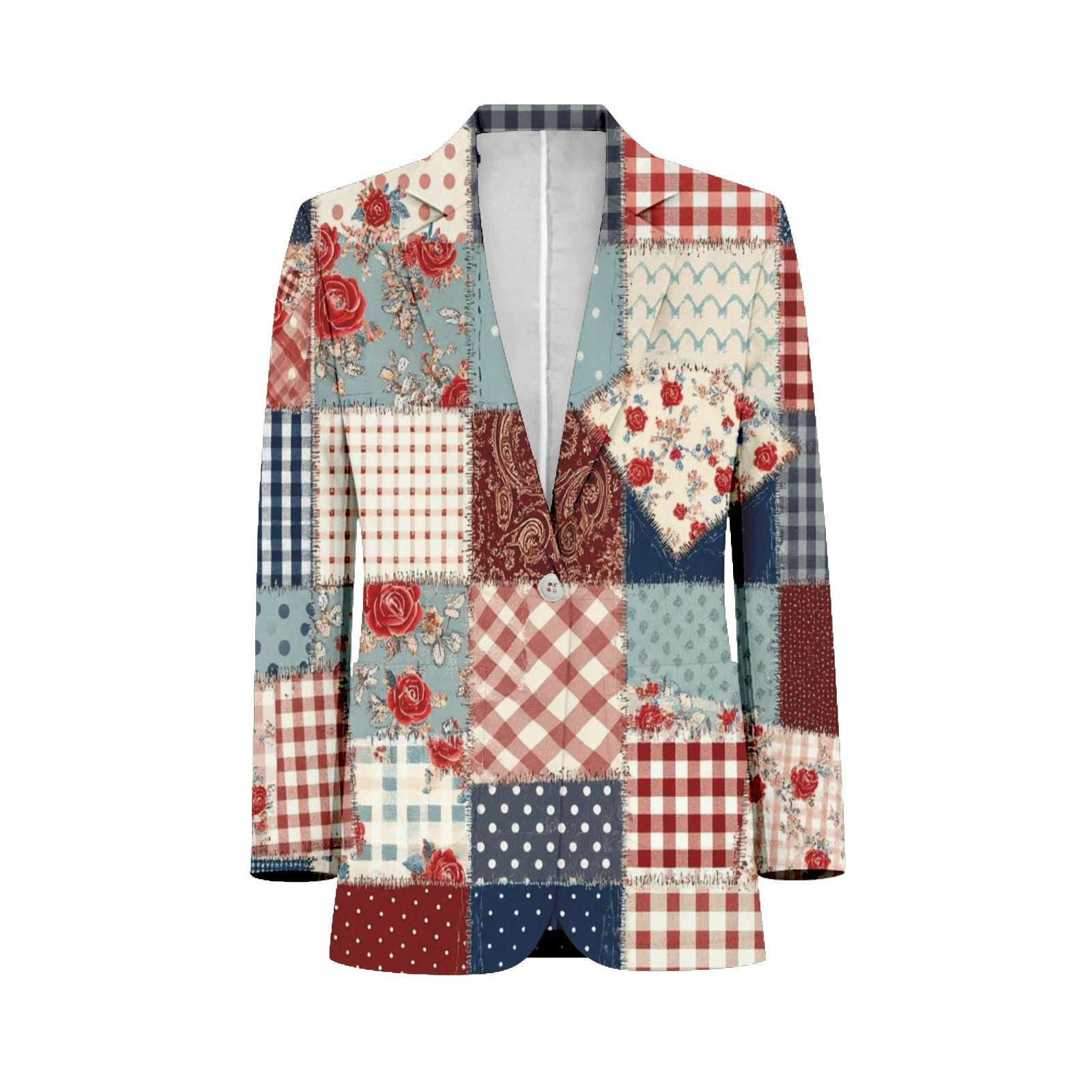 Patchwork Quilt Pattern Mens Suits Shawl Collar Slim Fit Suit Mens ...
