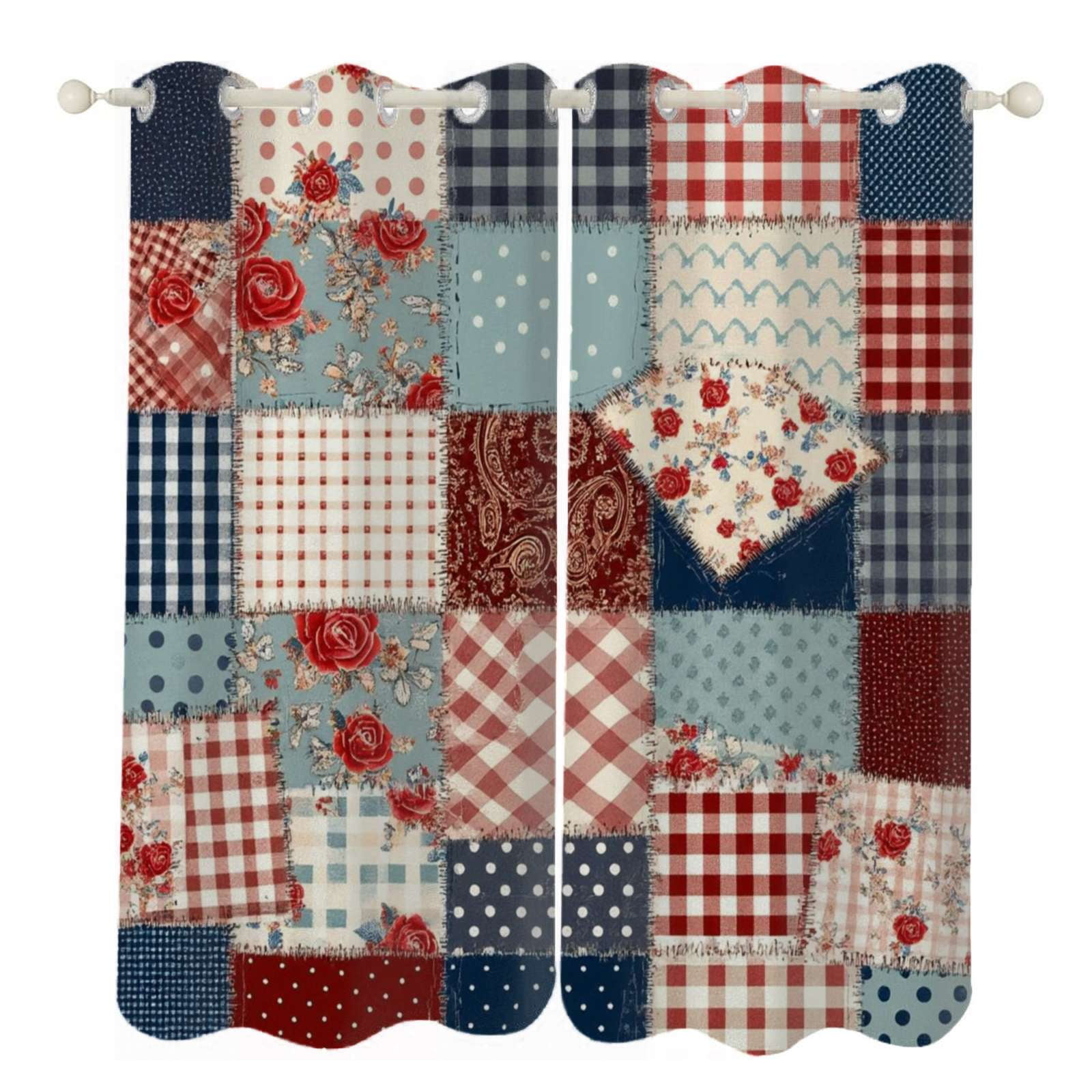Patchwork Quilt Pattern Sunshade Curtains Home Bedroom Living Room ...