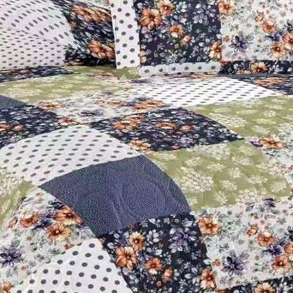 Patchwork Quilted Bedspread Set 3-Piece Bed Cover Queen King Coverlet Multicolor Floral ...