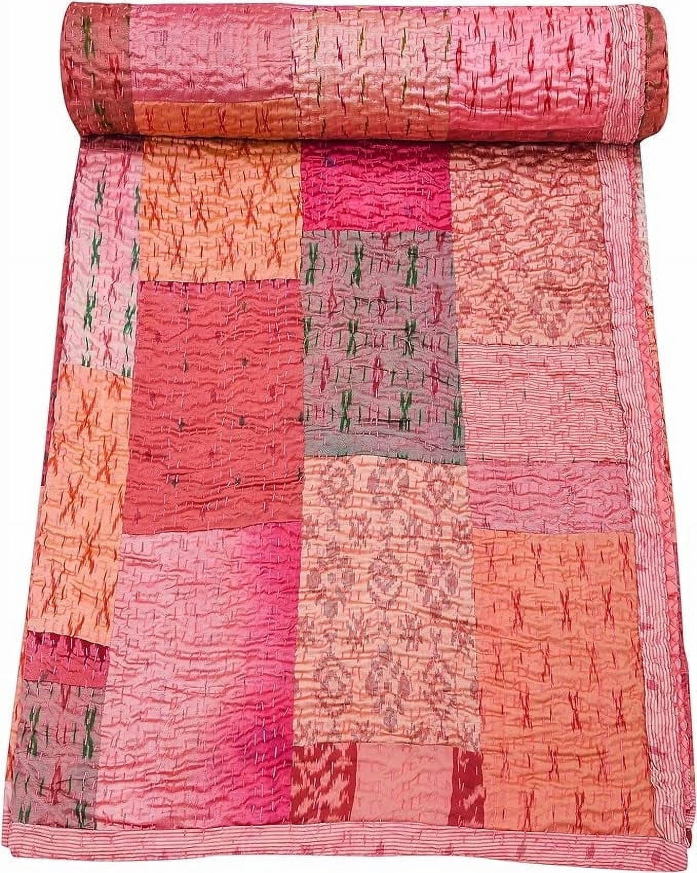 Patchwork Silk Kantha Quilt Bedcover Silk Patola Quilt Throw Blanket ...