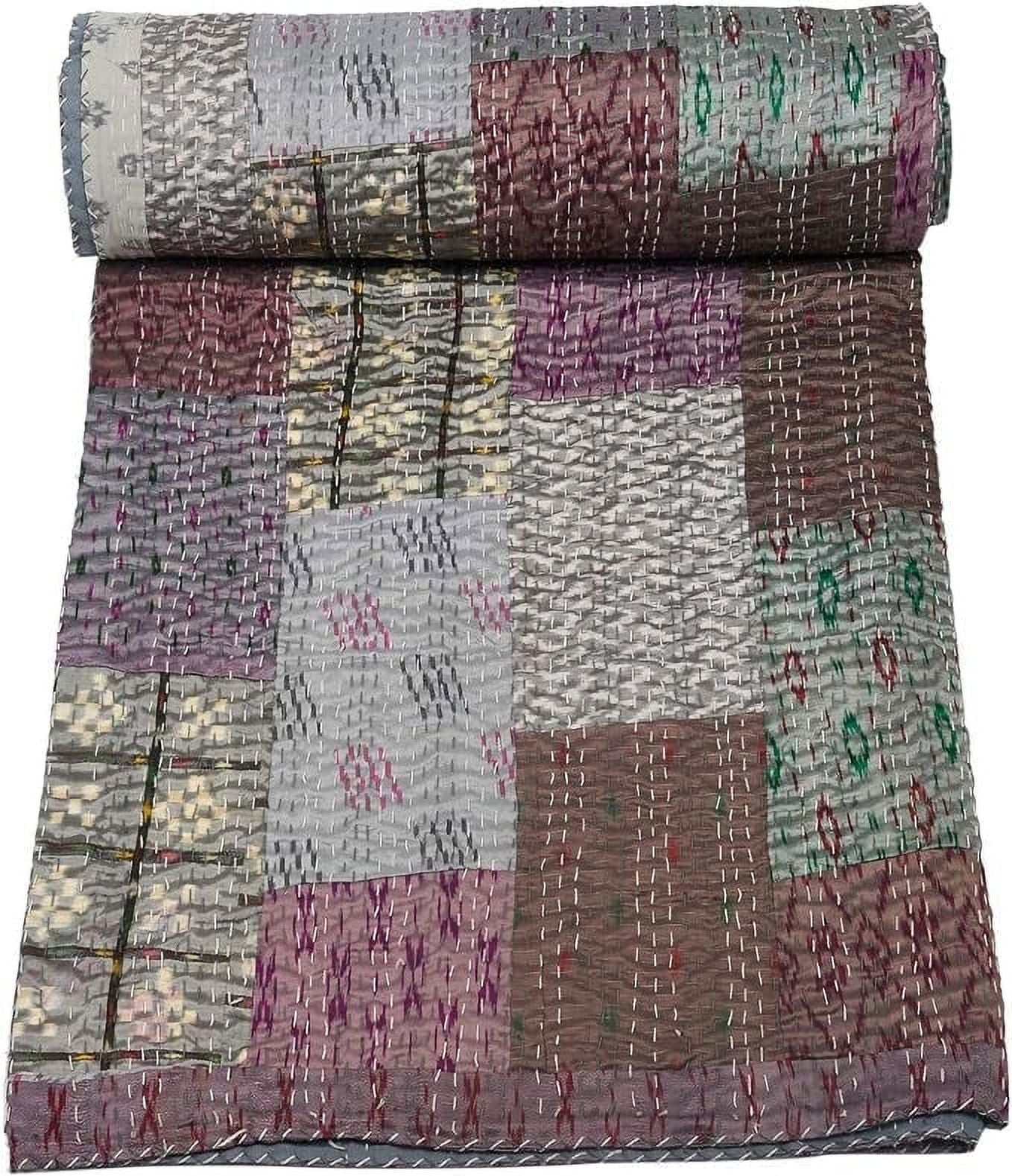 Patchwork Silk Kantha Quilt Bedcover Silk Patola Quilt Throw Blanket ...