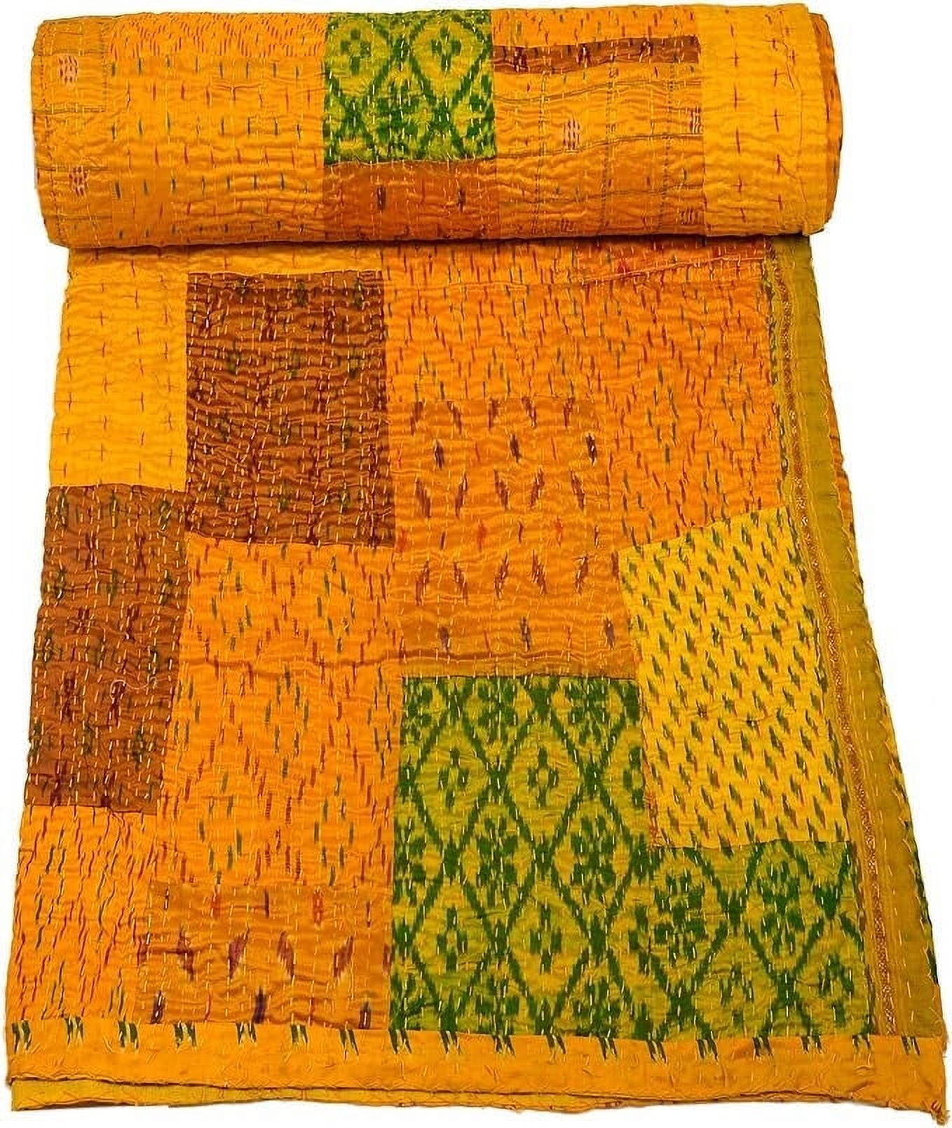 Patchwork Silk Kantha Quilt Bedcover Silk Patola Quilt Throw Blanket ...