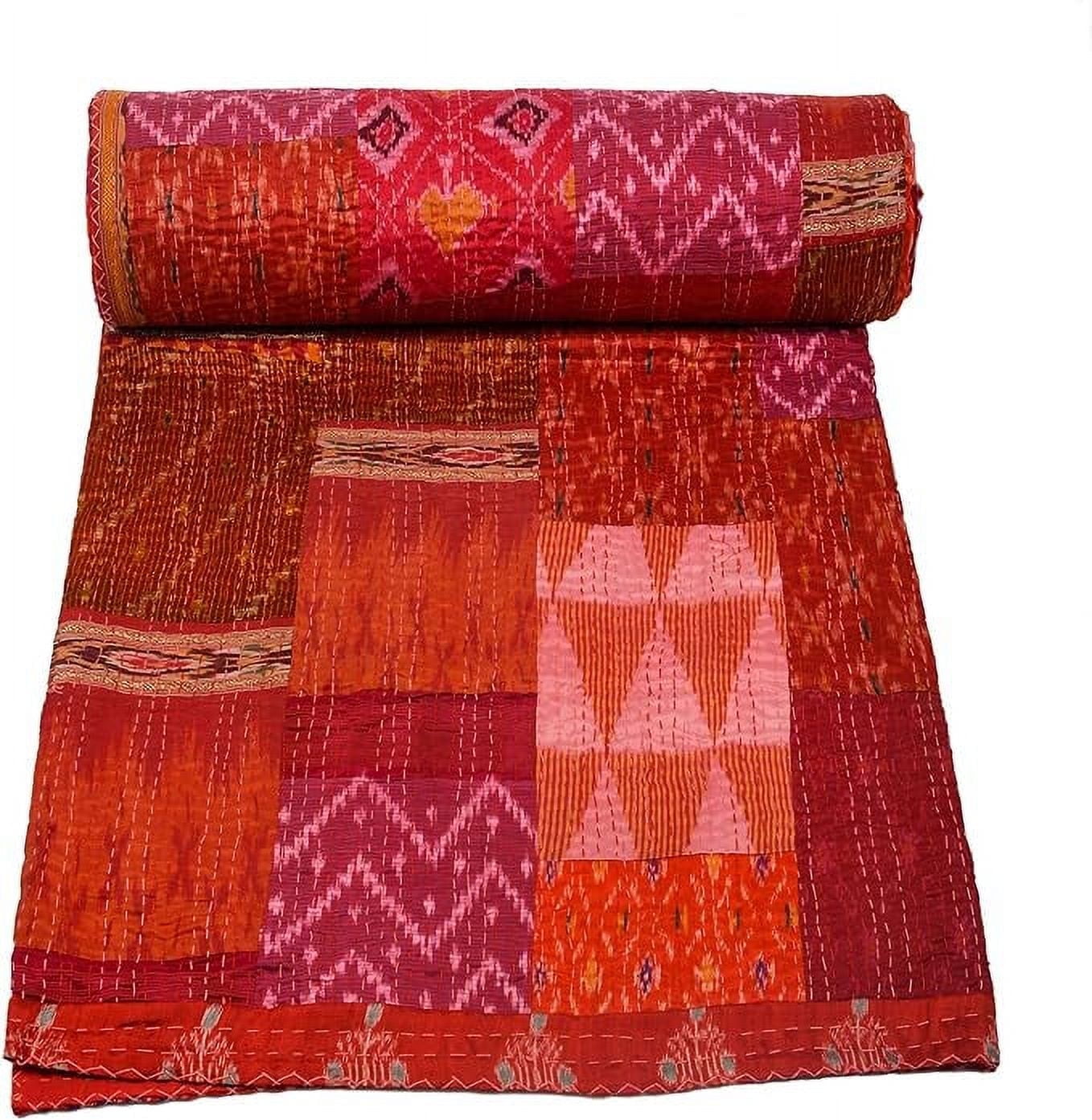 Patchwork Silk Kantha Quilt Bedcover Silk Patola Quilt Throw Blanket ...