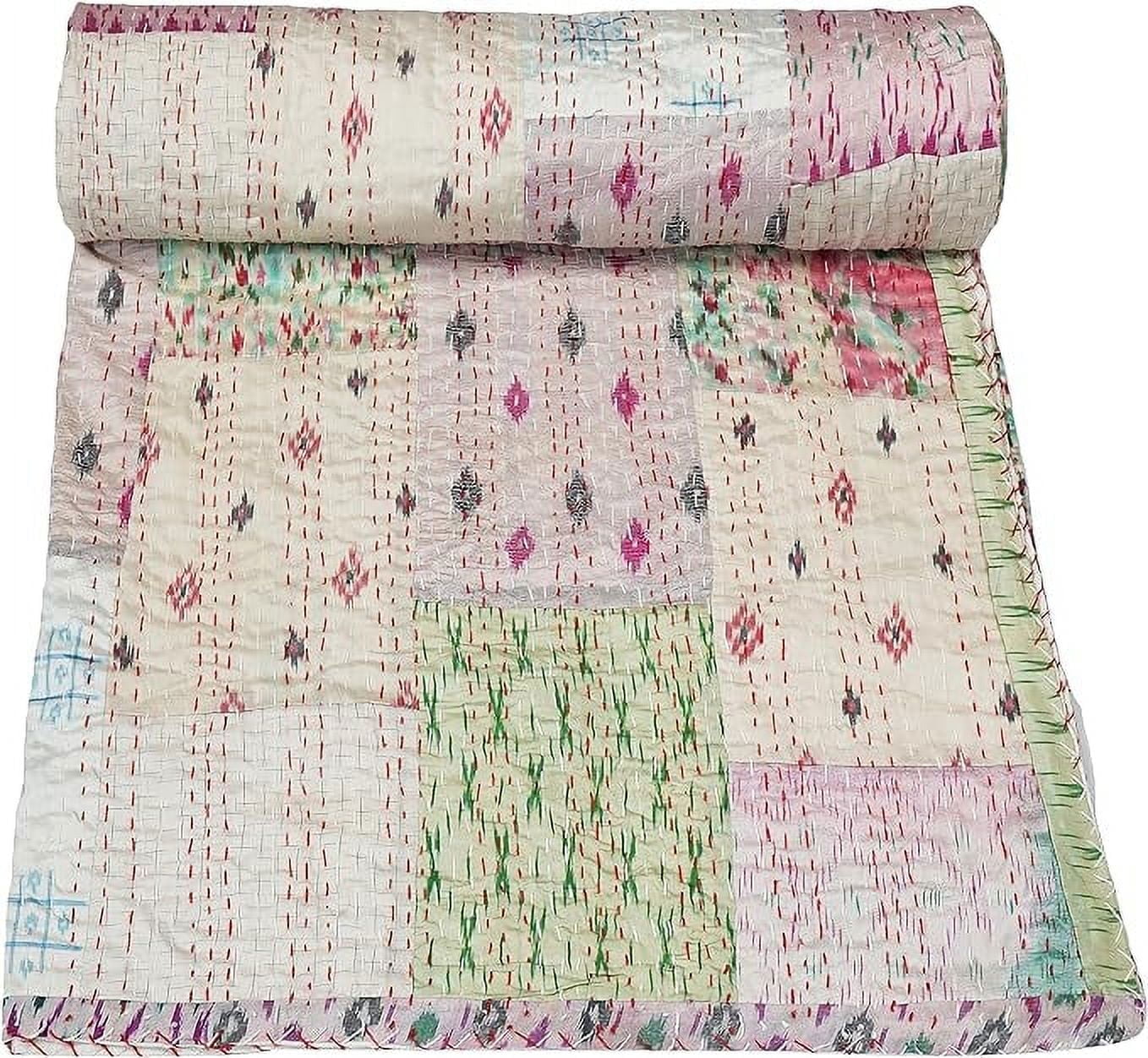 Patchwork Silk Kantha Quilt Bedcover Silk Patola Quilt Throw Blanket ...