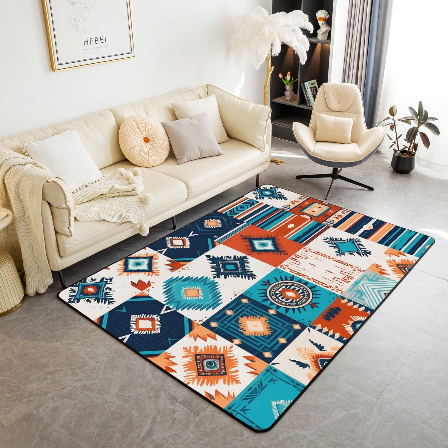 Patchwork Southwestern Ethnic Area Rug 5x7 for Bedside Playroom ...