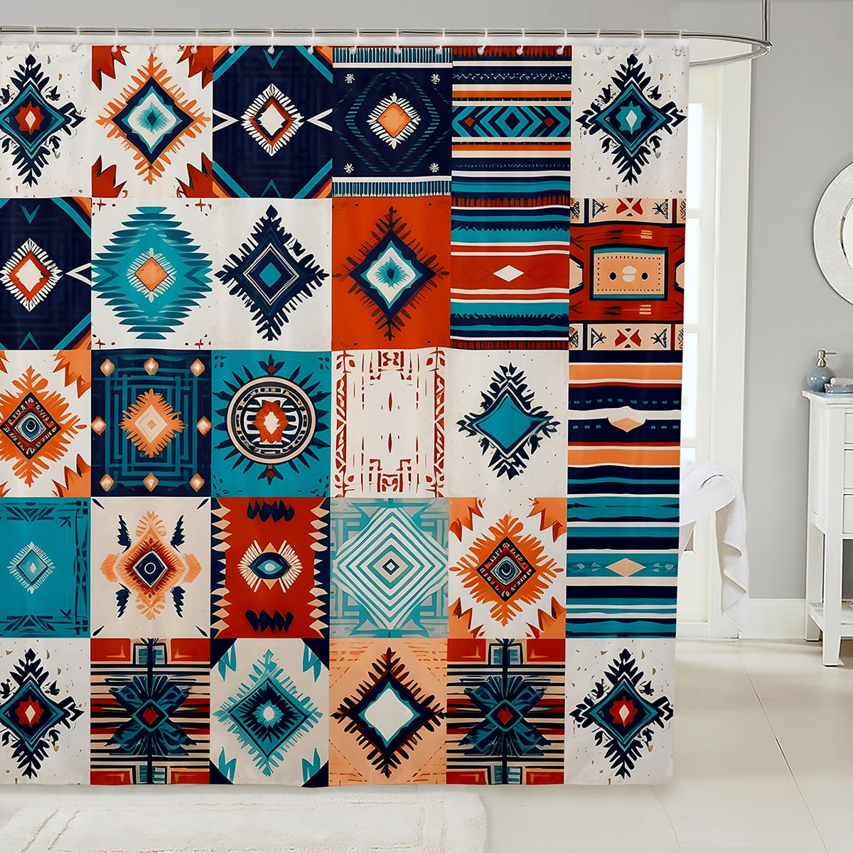 Patchwork Southwestern Shower Curtain 72"Wx84"L Western Boho Bath ...