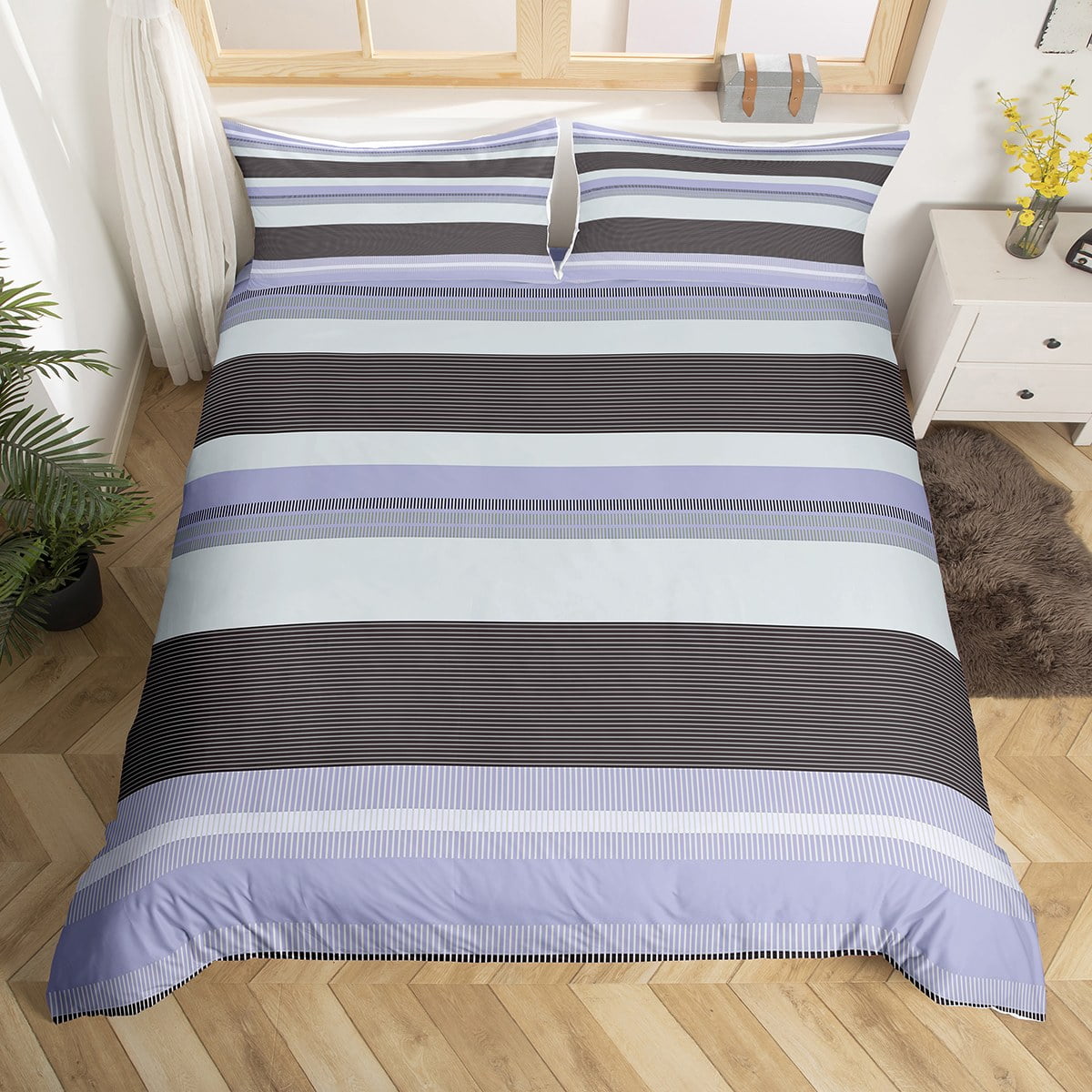 Patchwork Striped Duvet Cover Teens, Geometric Ombre Stripes Bedding ...