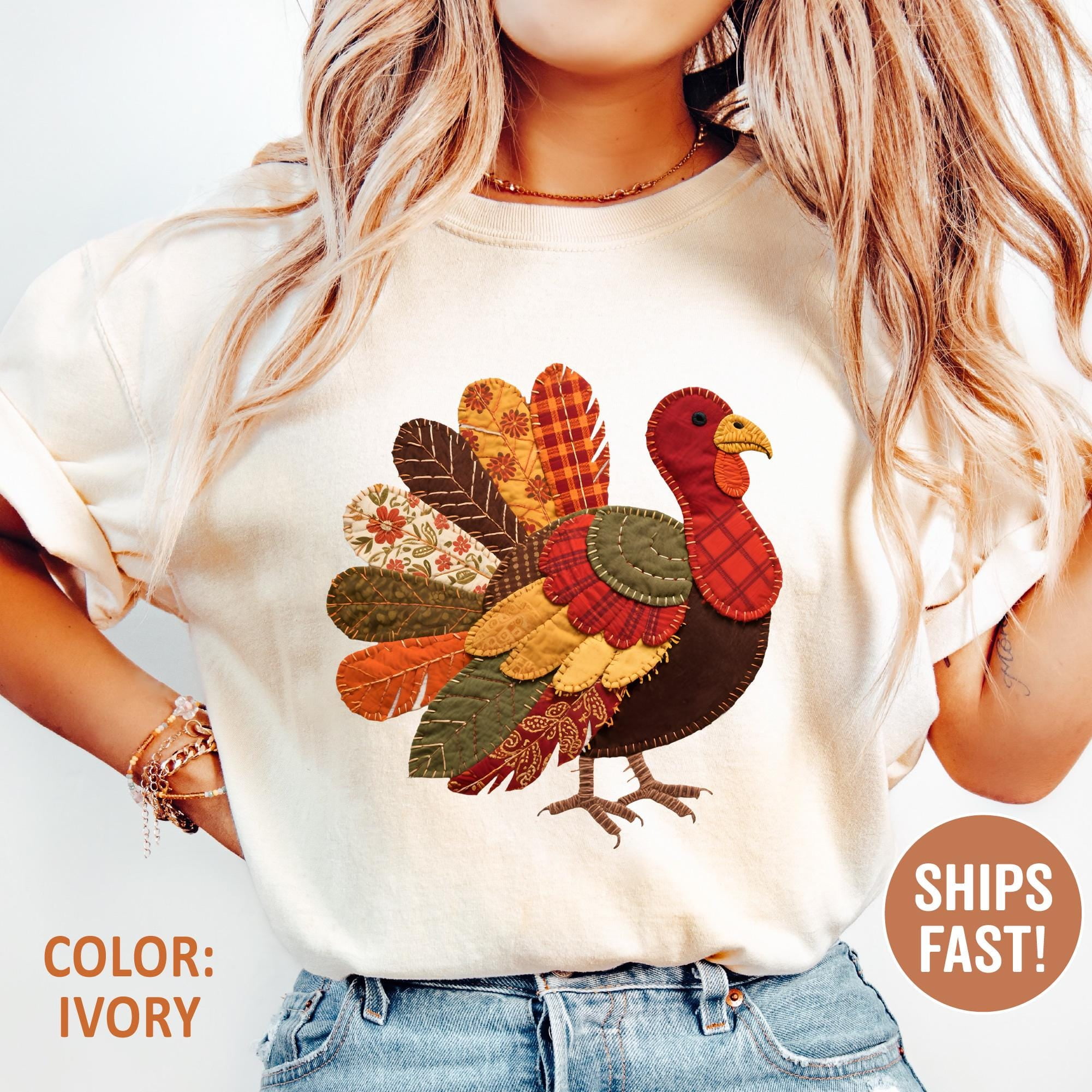 Patchwork Turkey Thanksgiving Shirt, Preppy Thanksgiving Gobble Shirt ...
