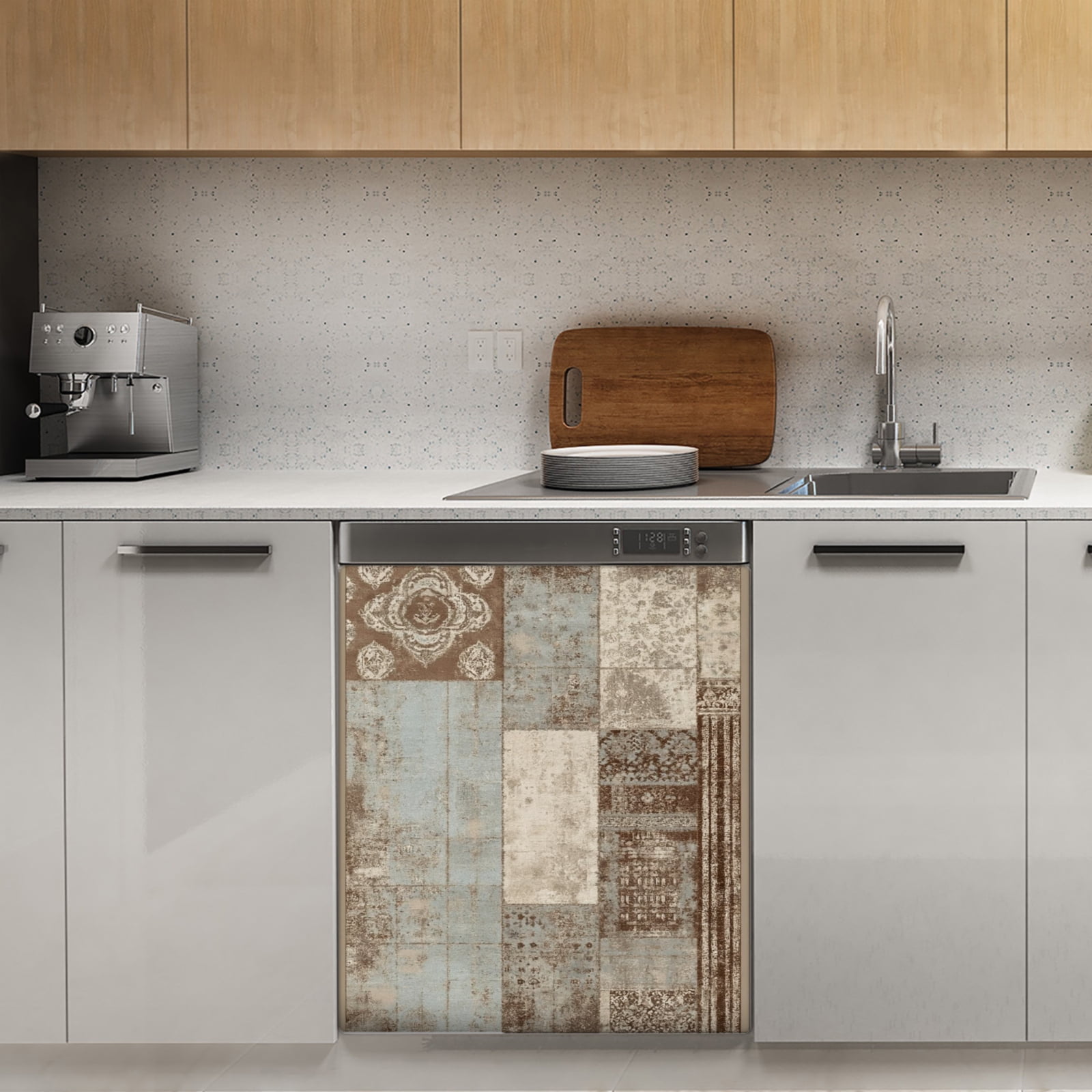 Patchwork rug muted tones design Dishwasher Magnet Cover Decorative ...
