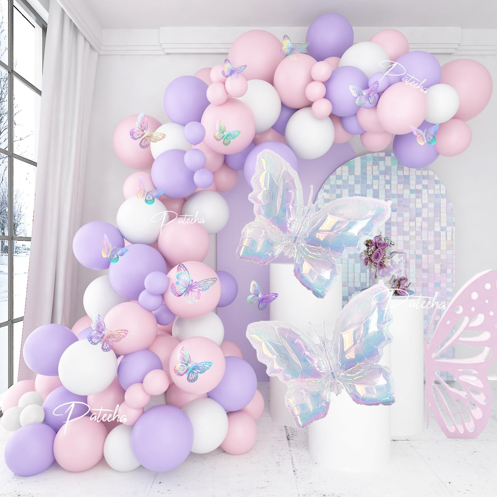 Pateeha Butterfly Balloon Arch Kit 12ft, Lavender Pink Purple Balloon ...