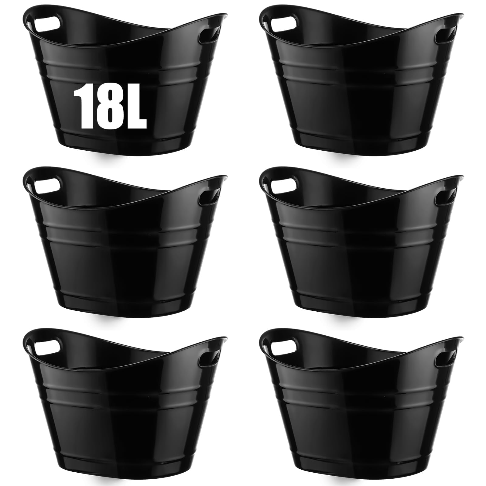 Patelai 6 Pcs Ice Buckets Bulk, Plastic Ice Buckets with Handles, Oval ...