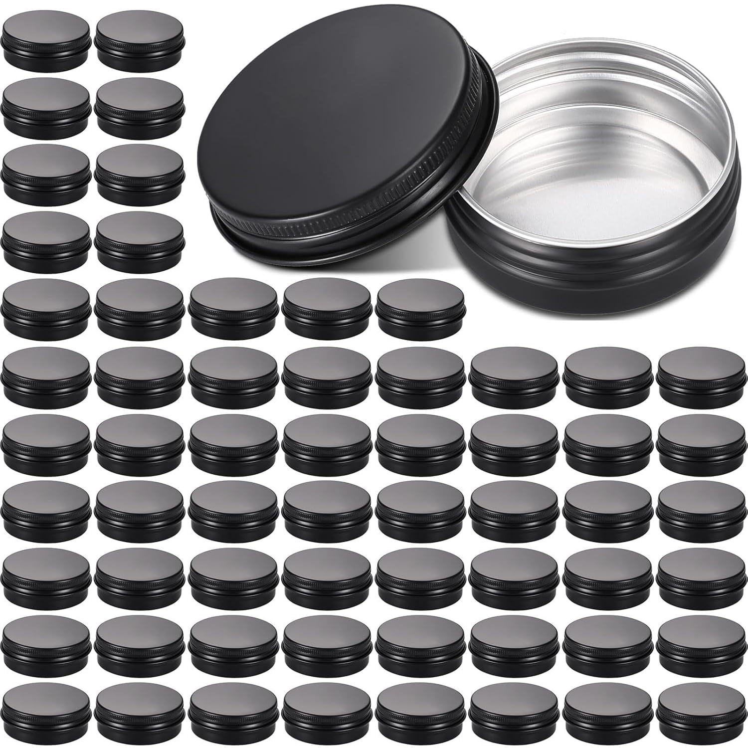 Patelai 64 Pieces Lip Balm Tin Containers Screw Top Round Tin Cans ...