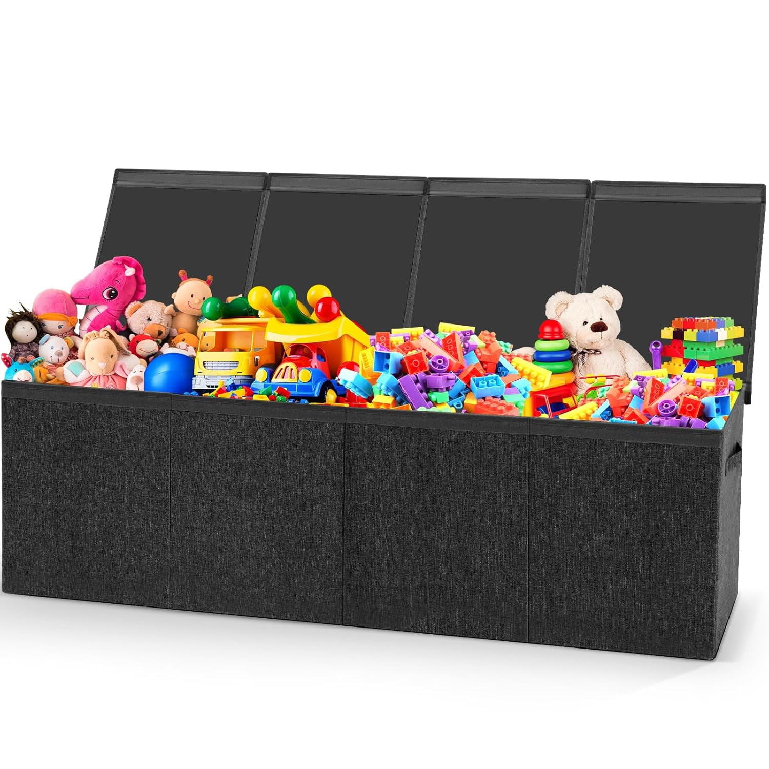 Black Extra Large 49.2x13x15.7 Inch Toy Box Chest with Lids ...