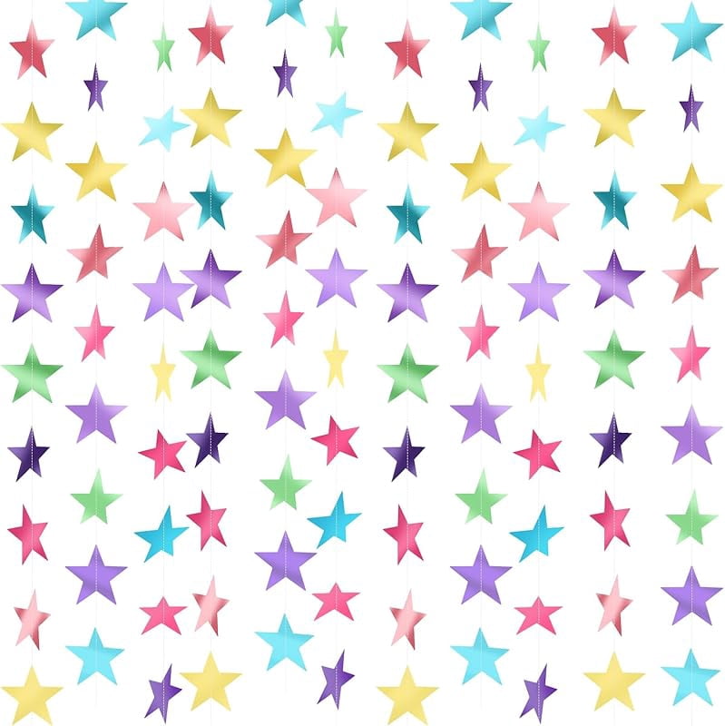 Patelai Glitter Star Garland Banner Decoration, 130 Feet Bright Star ...