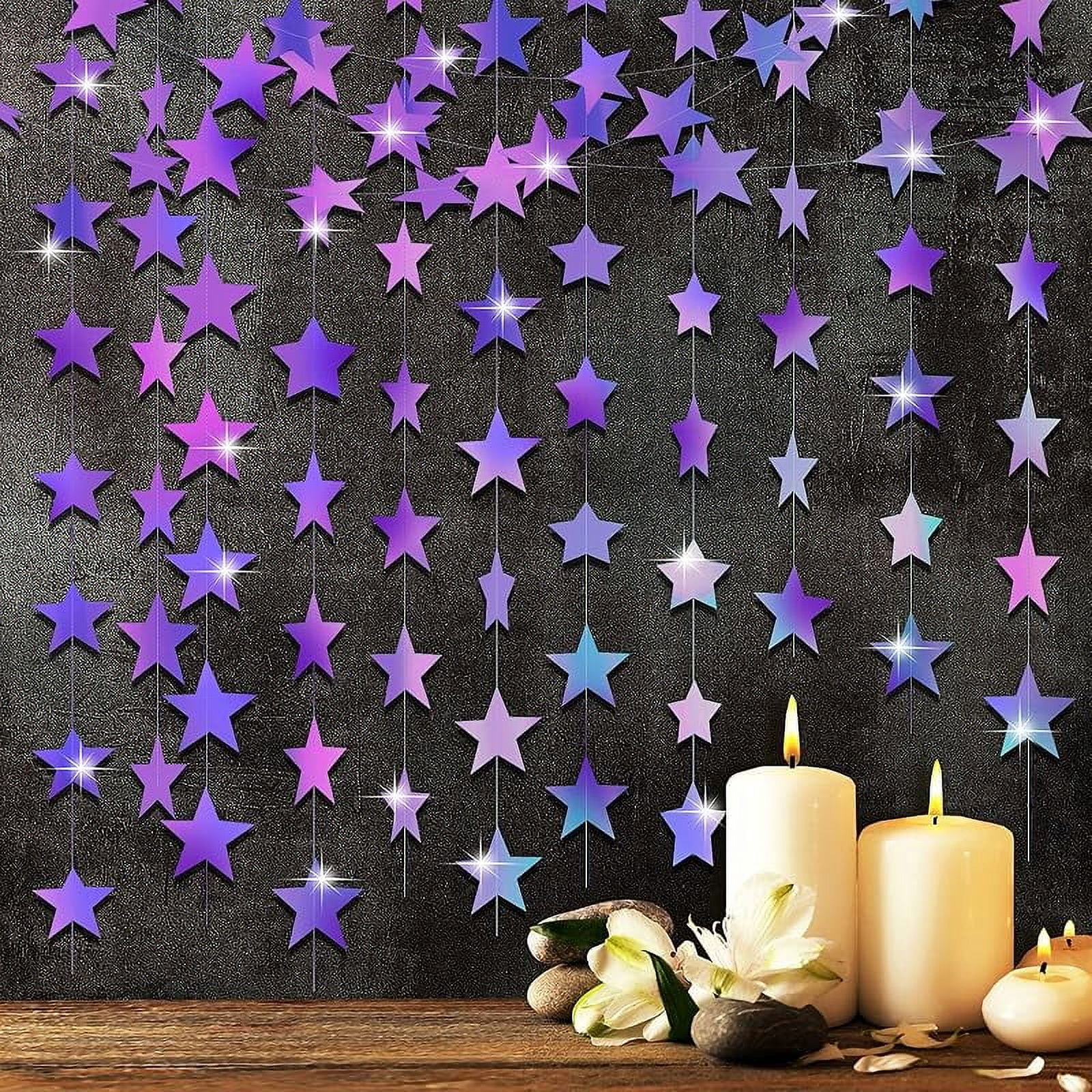 Patelai Glitter Star Garland Banner Decor, 130 Feet Bright Star Hanging ...
