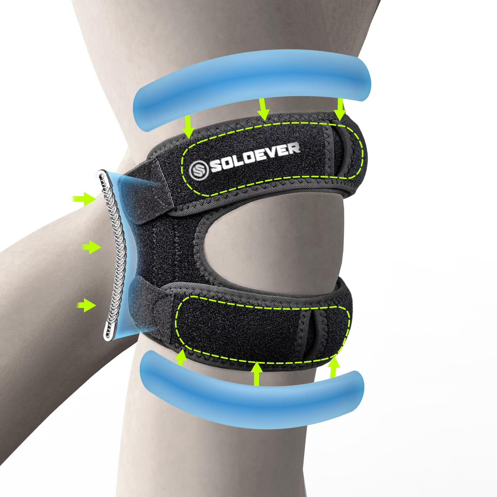 Patella Knee Brace with Side Stabilizers for Men & Women, Adjustable ...