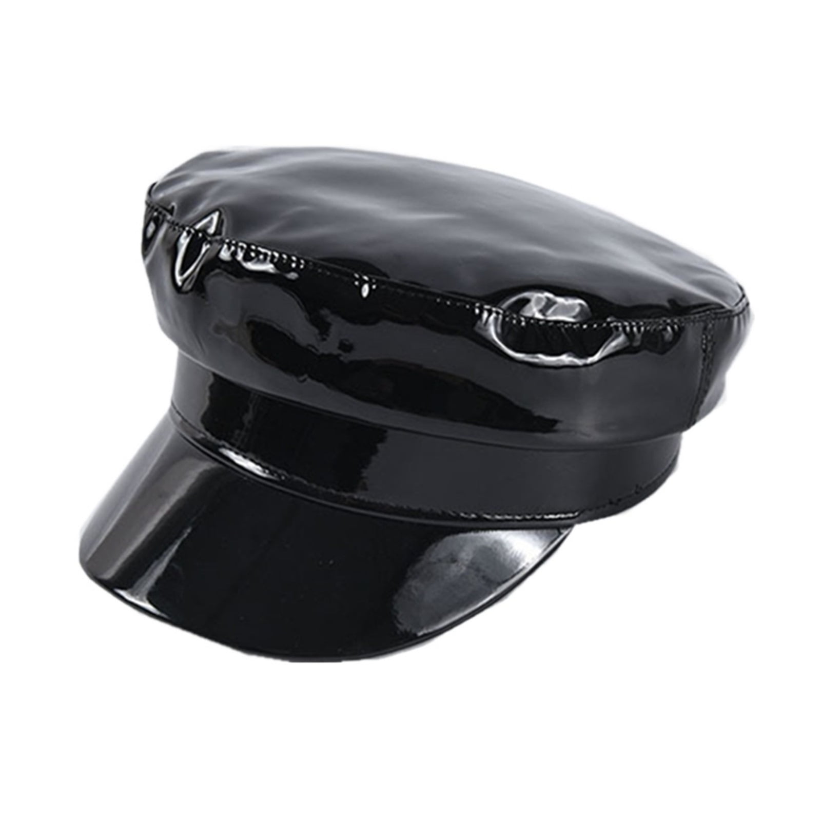 Patent Leather Style Cap Ladies Black Sailor Hat Woman Captain Cap ...