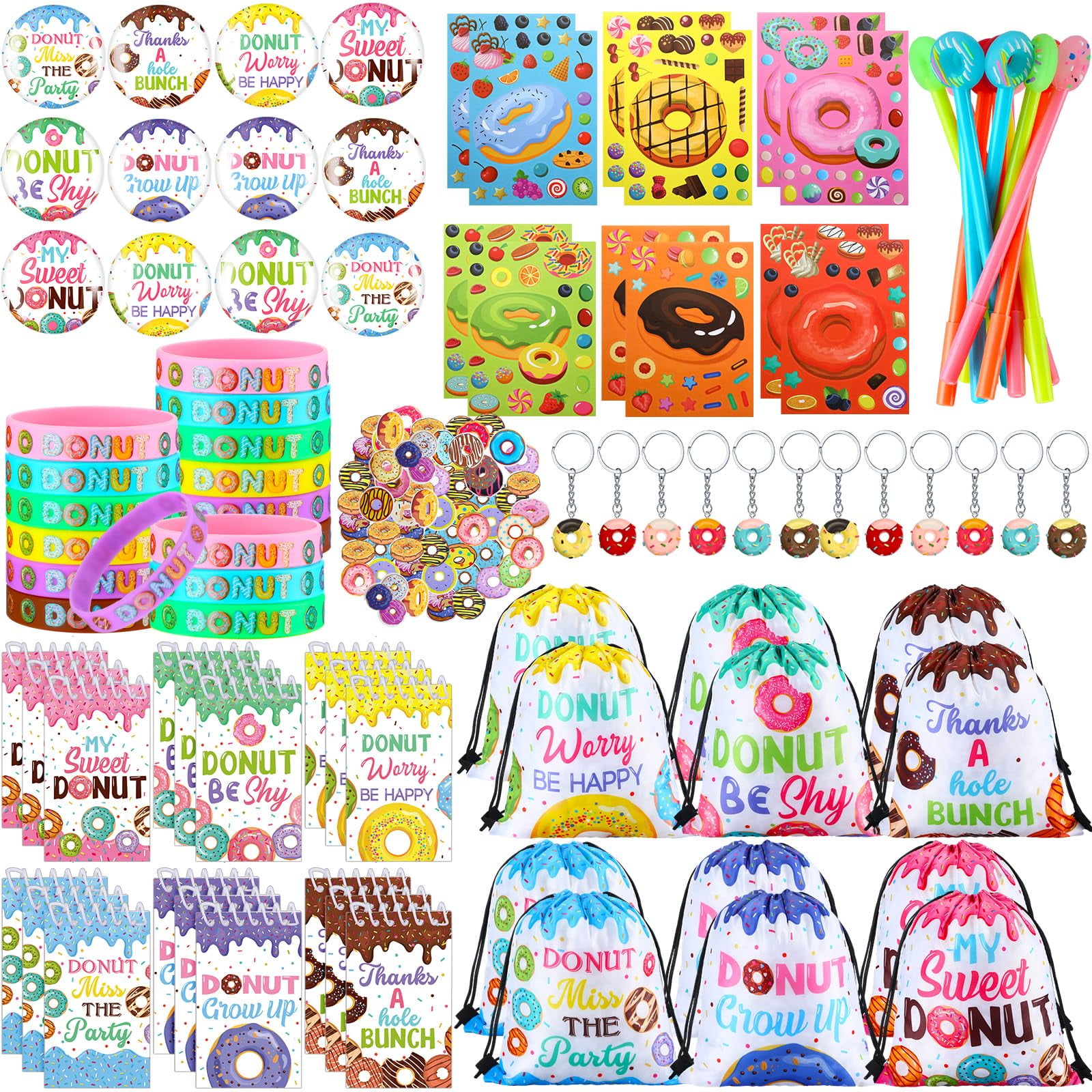 Paterr 140Pcs Donut Favors Supplies Donut Birthday Decorations Donut ...