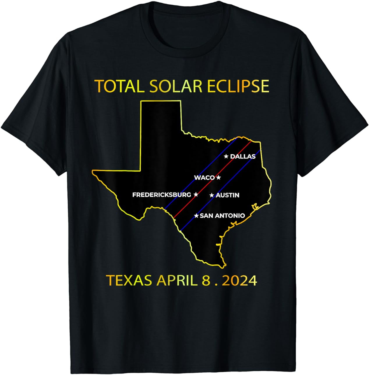 Path Of Solar Eclipse 2024 Interactive Map Texas Eclipse T-Shirt ...